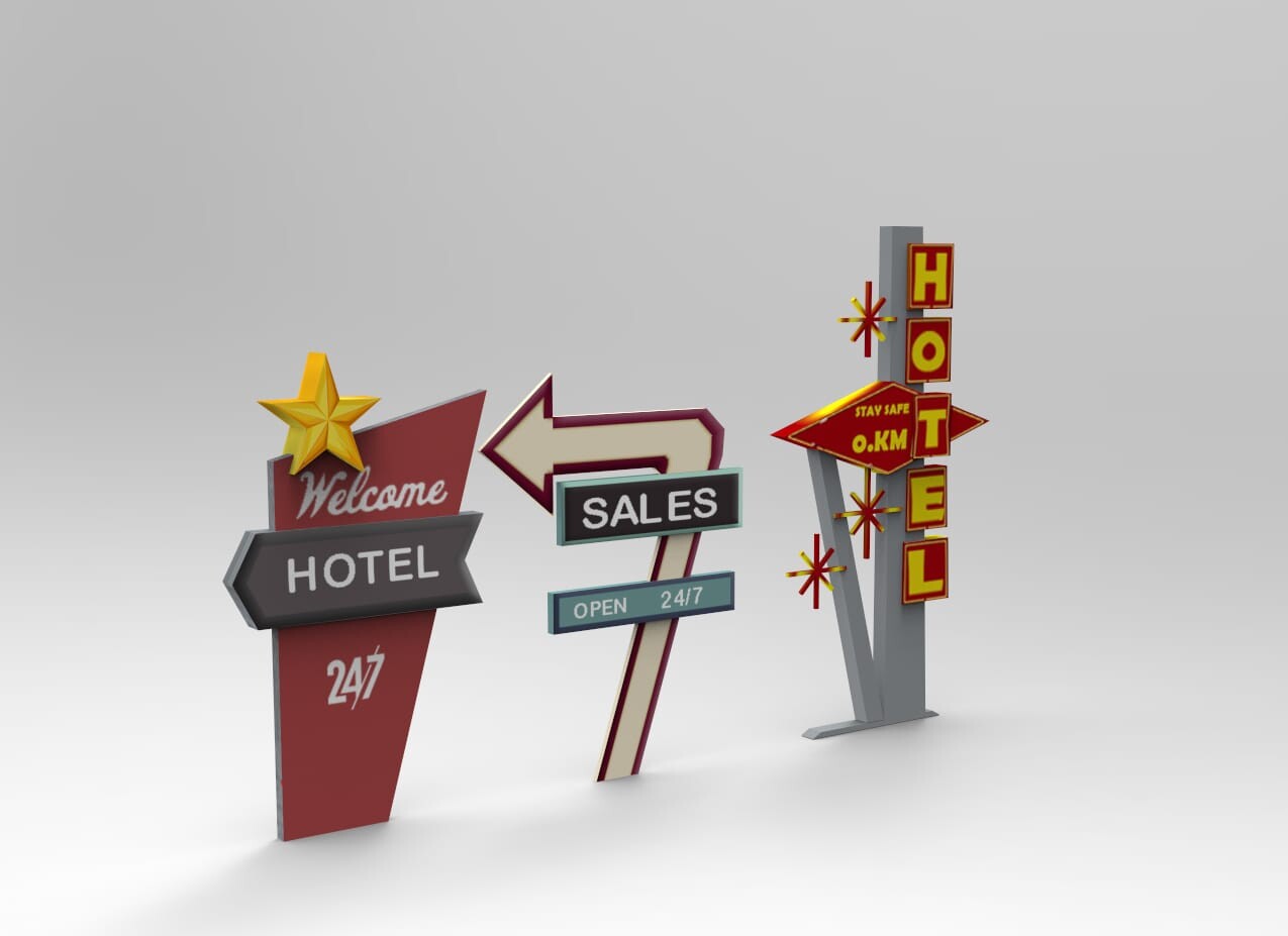 ArtStation - model a sign board and bus tarminal