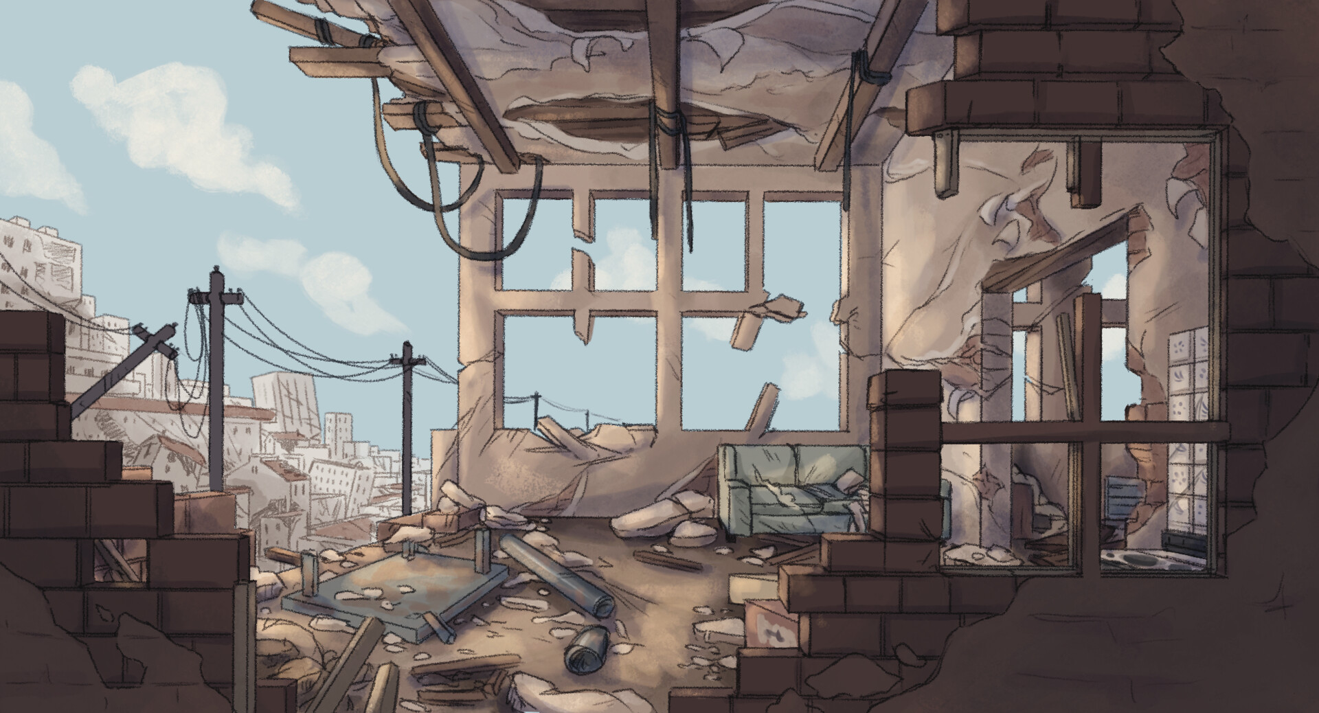 ArtStation - Post Apocalyptic Backgrounds for an Animated project