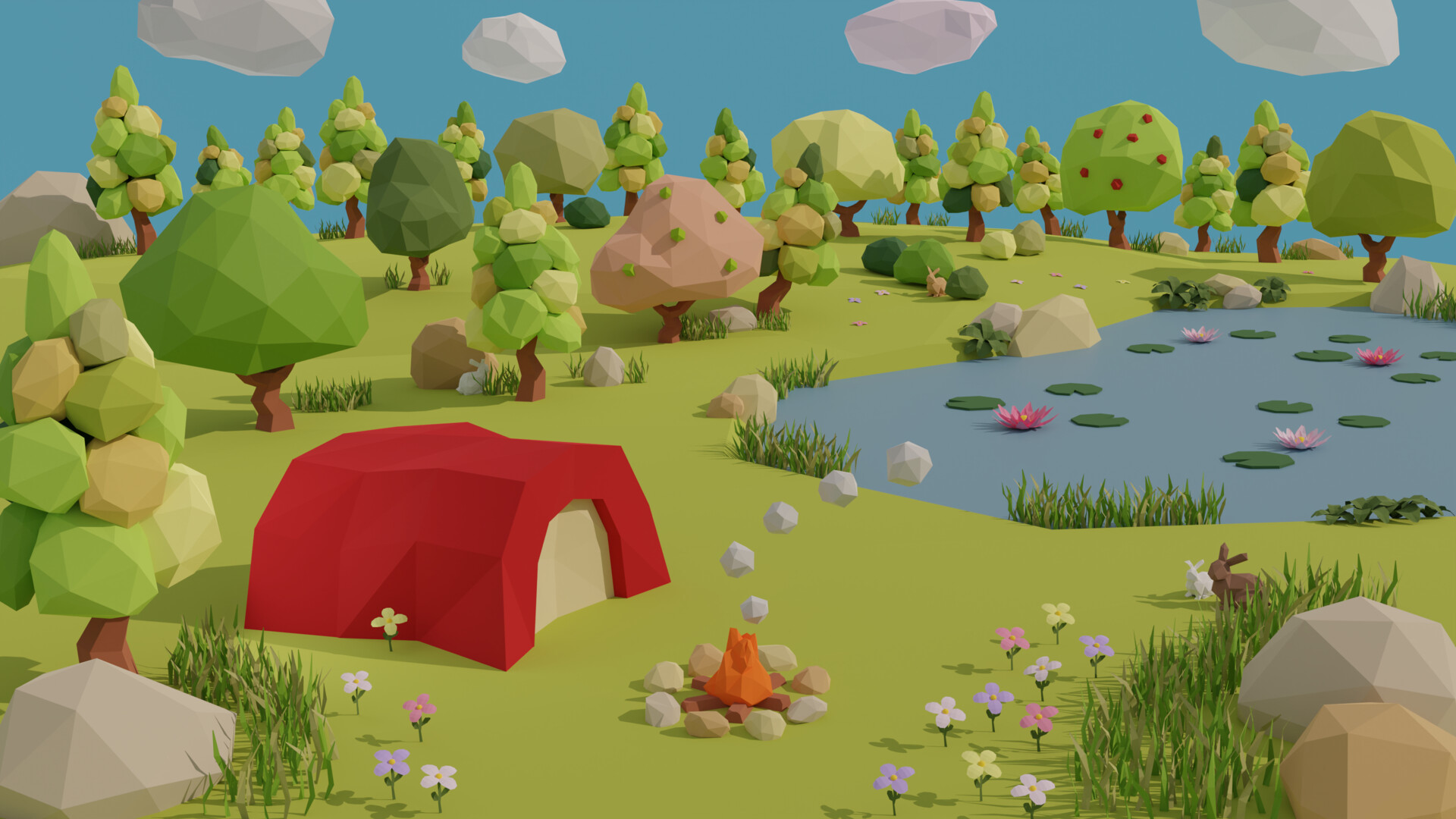 ArtStation - Low Poly Camping Scene