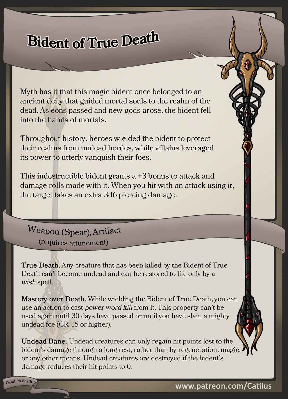 Catilus / Christina Kritikou - Bident of True Death – D&D Item