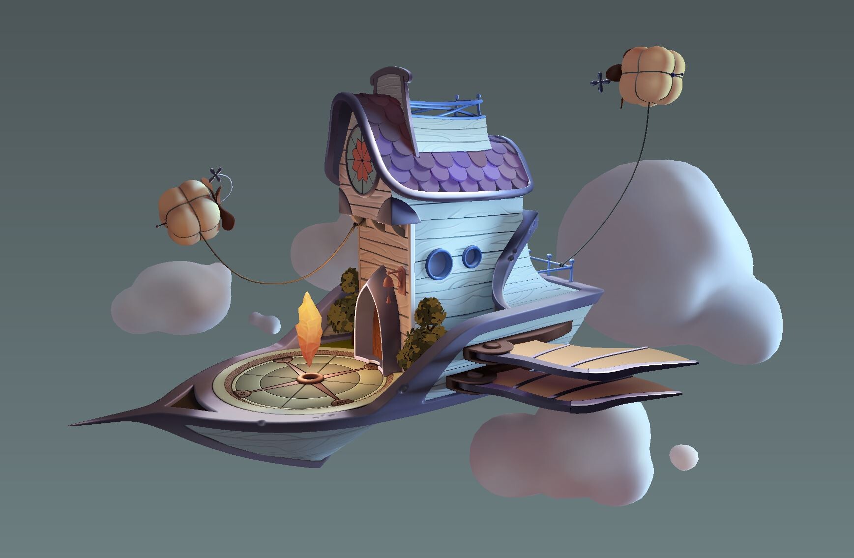 ArtStation - Flying House. Modeling. Watch tower.