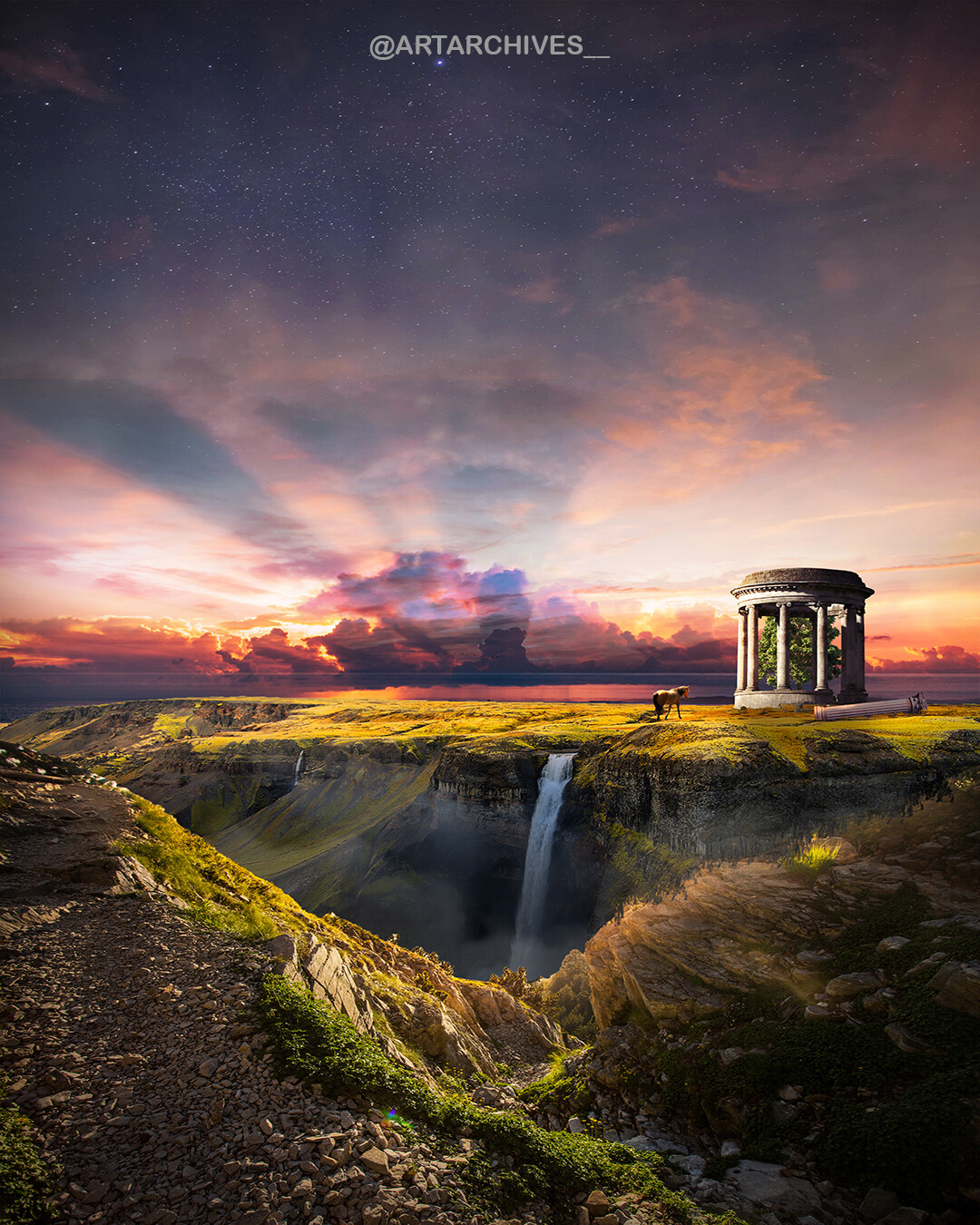 ArtStation - Mountain Waterfall Ruins