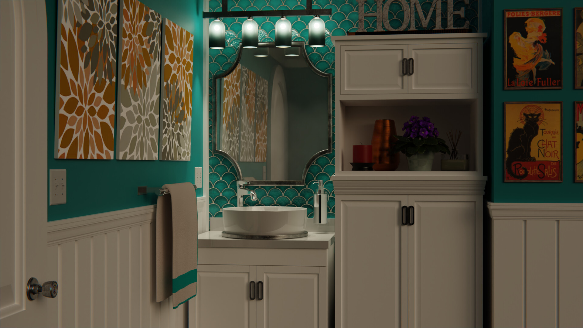 ArtStation - Bathroom - Turquoise and Rust