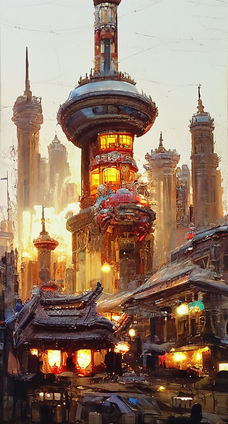 ArtStation - Futuristic City in Old China Town