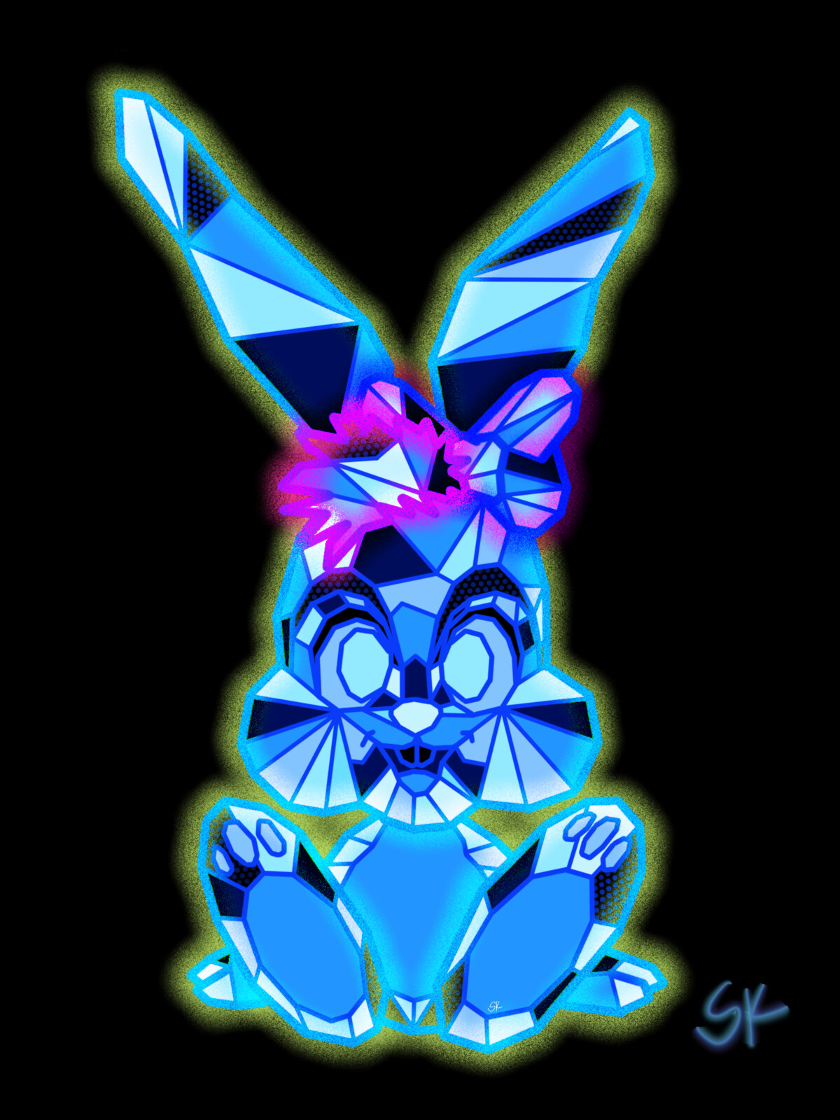 Summer Key - Easter Bunny Geometric Neon | Digital Art