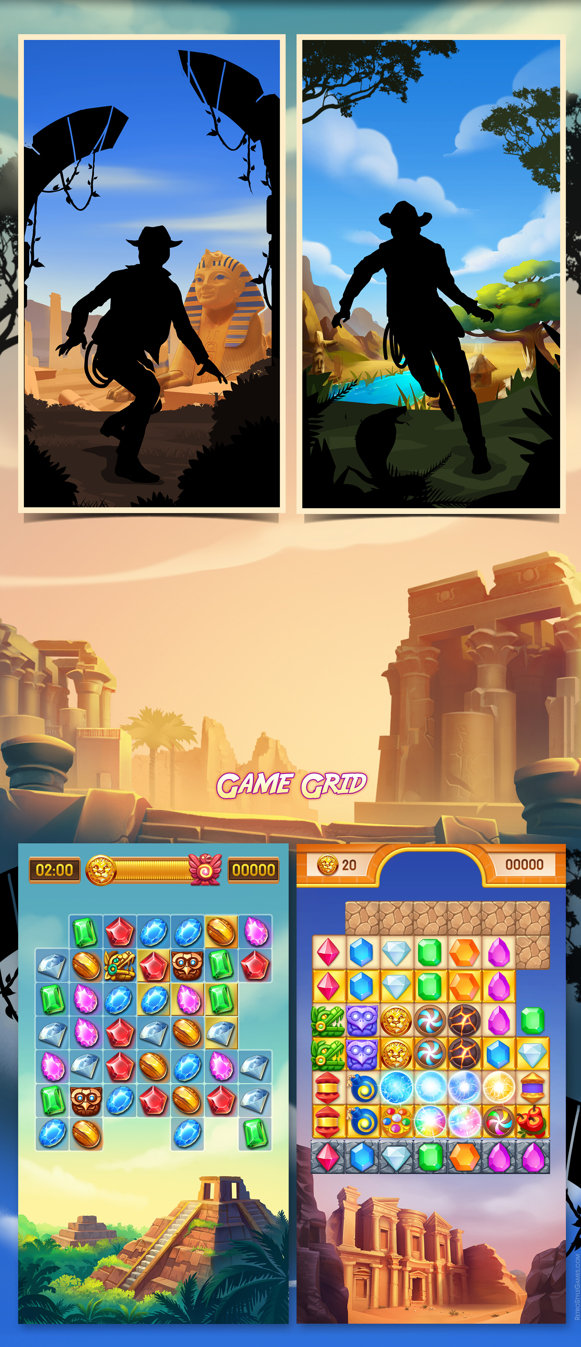 RetroStyle Games - 2D Art and Animation for Casual Game (Jewel Quest)