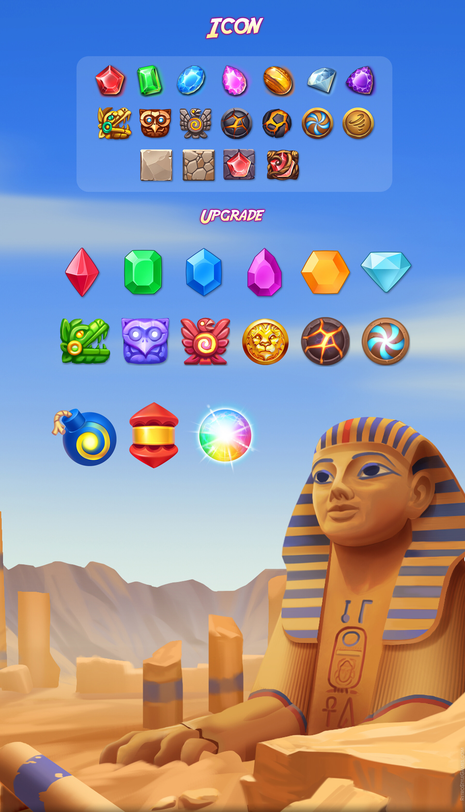 RetroStyle Games - 2D Art and Animation for Casual Game (Jewel Quest)