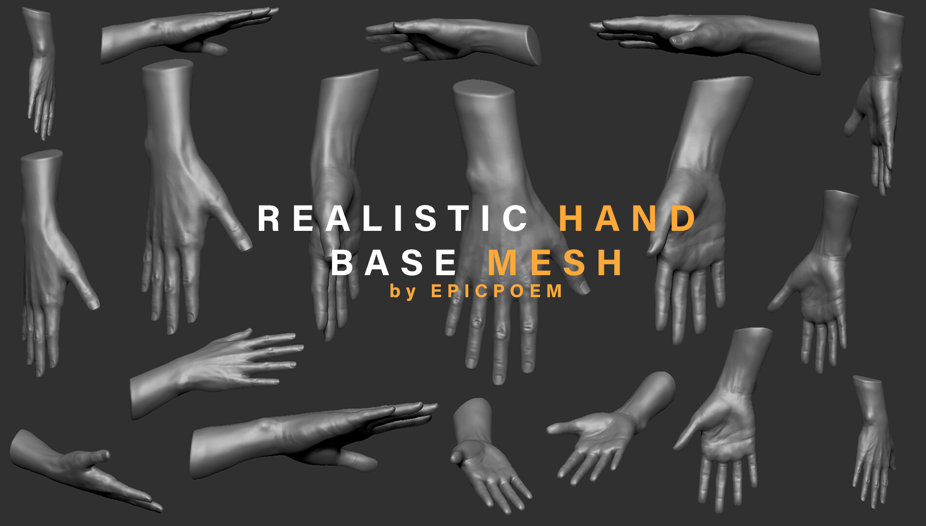 ArtStation - Realistic hands base mesh reference - ztl and obj included