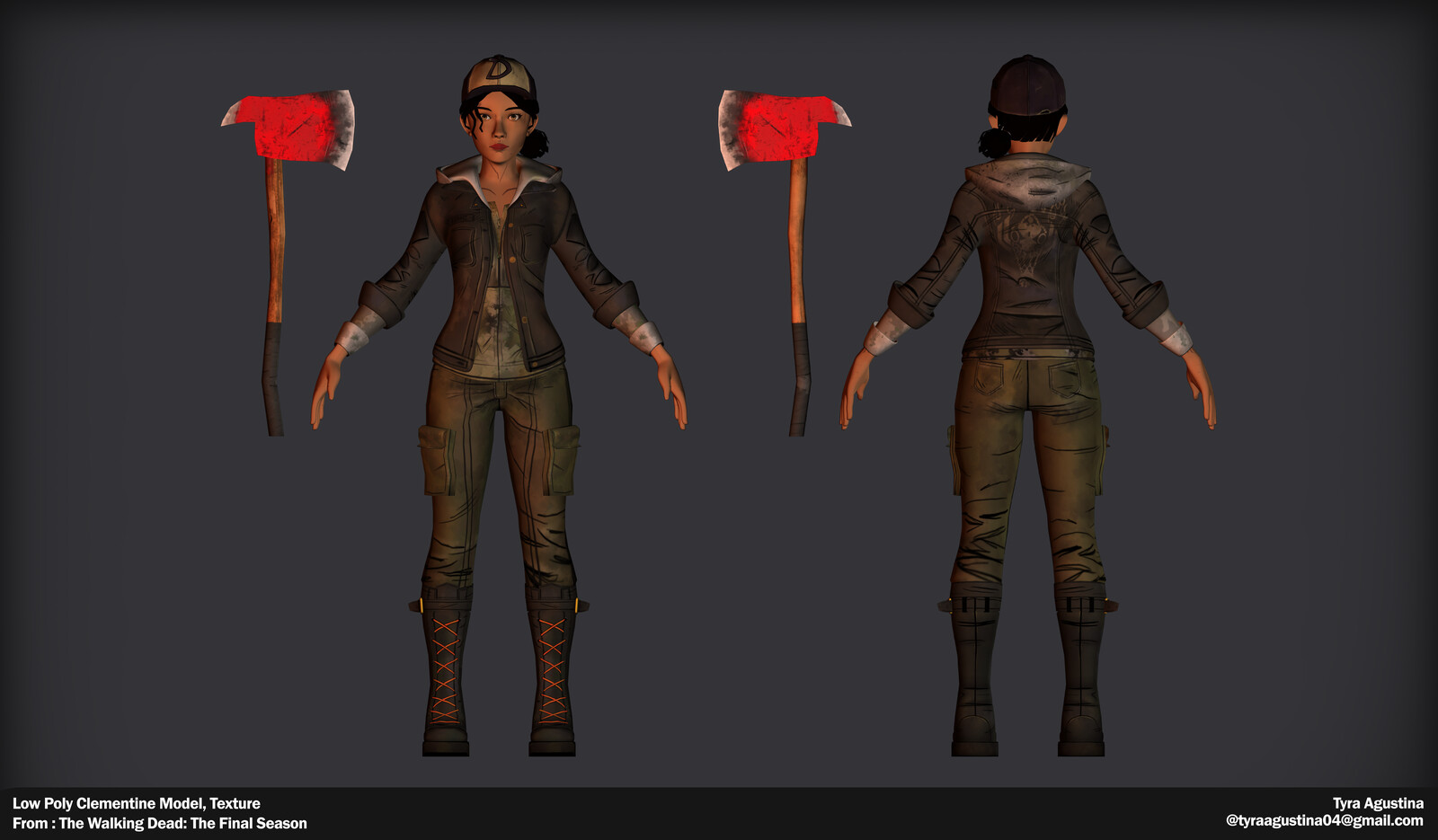 Tyra Agustina - Low poly 3D model of Clementine