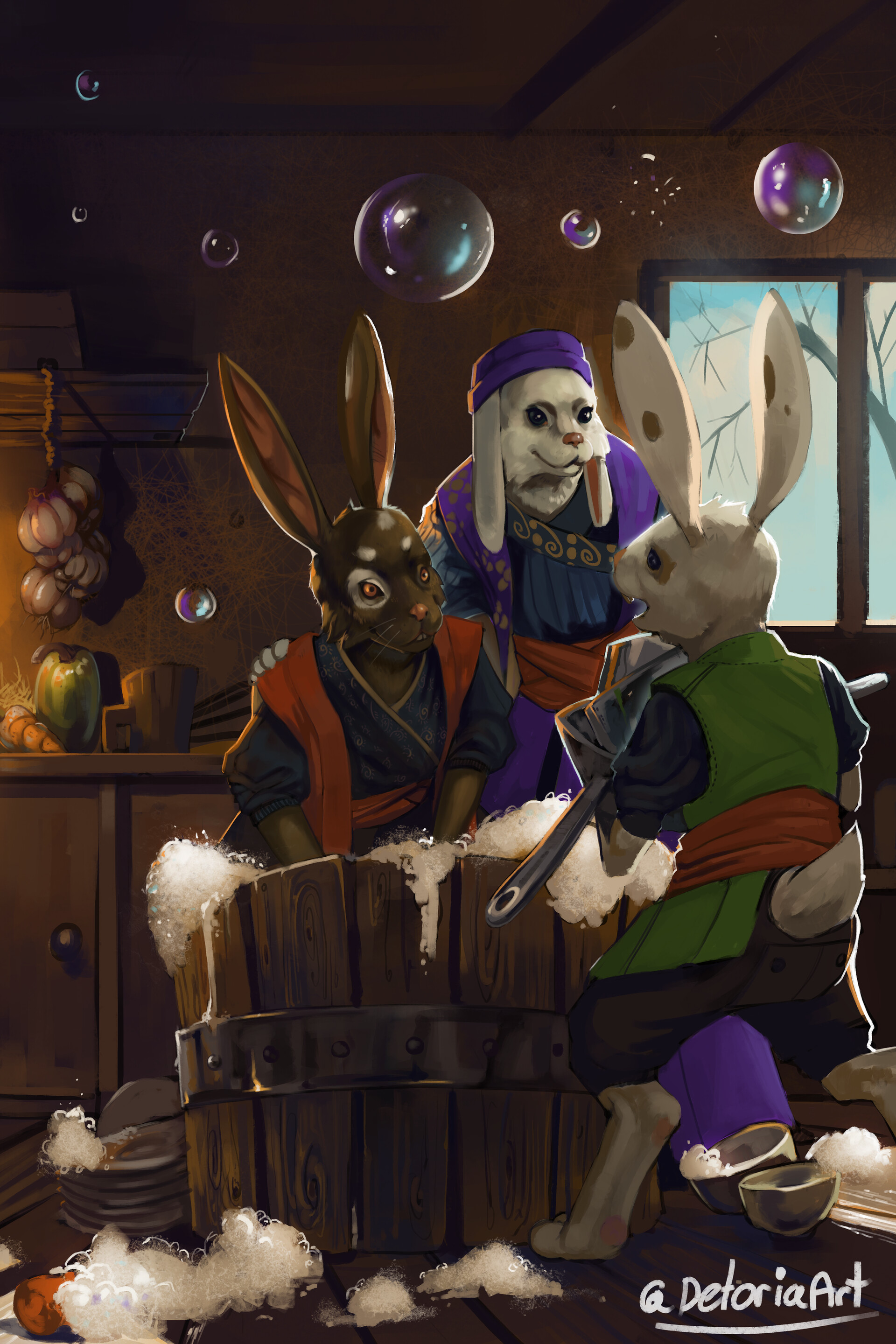 ArtStation - Bunnies Washing