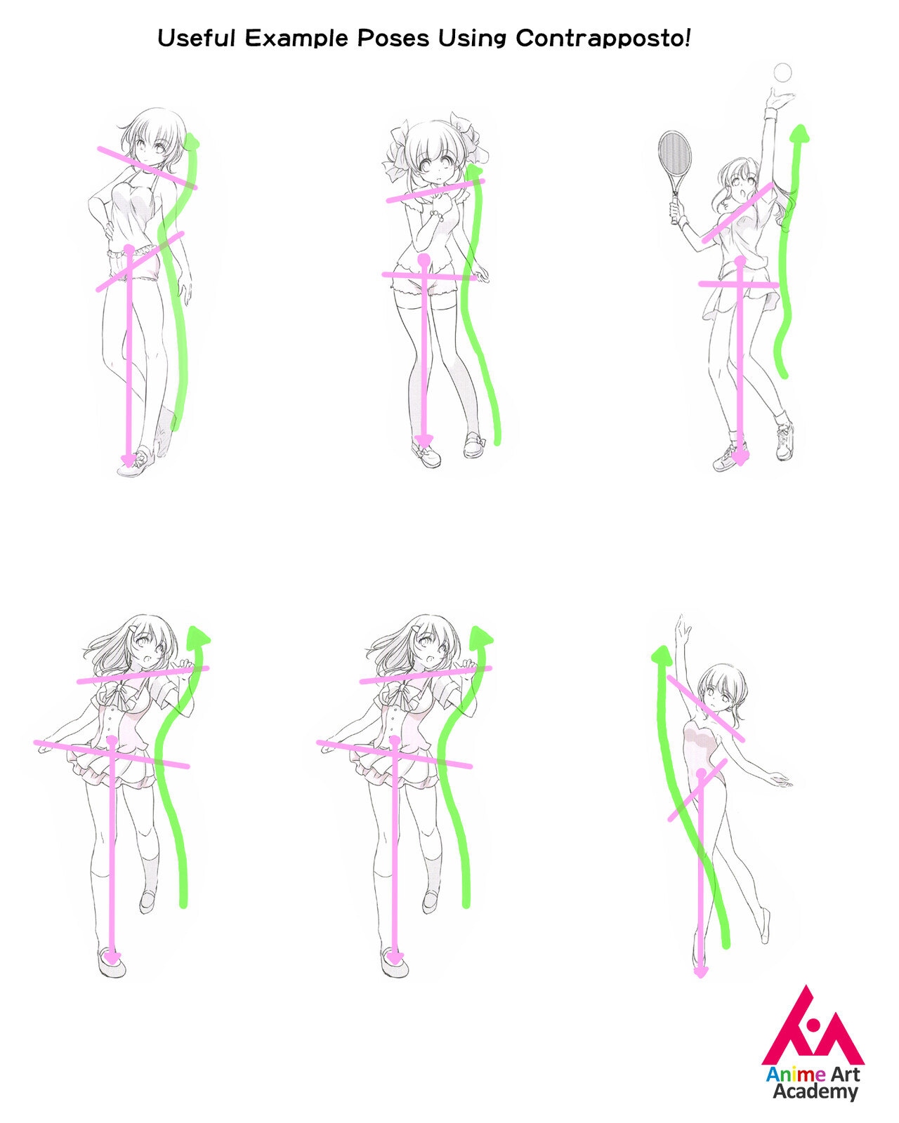 Anime Art Academy - Useful Example Poses Using Contrapposto!