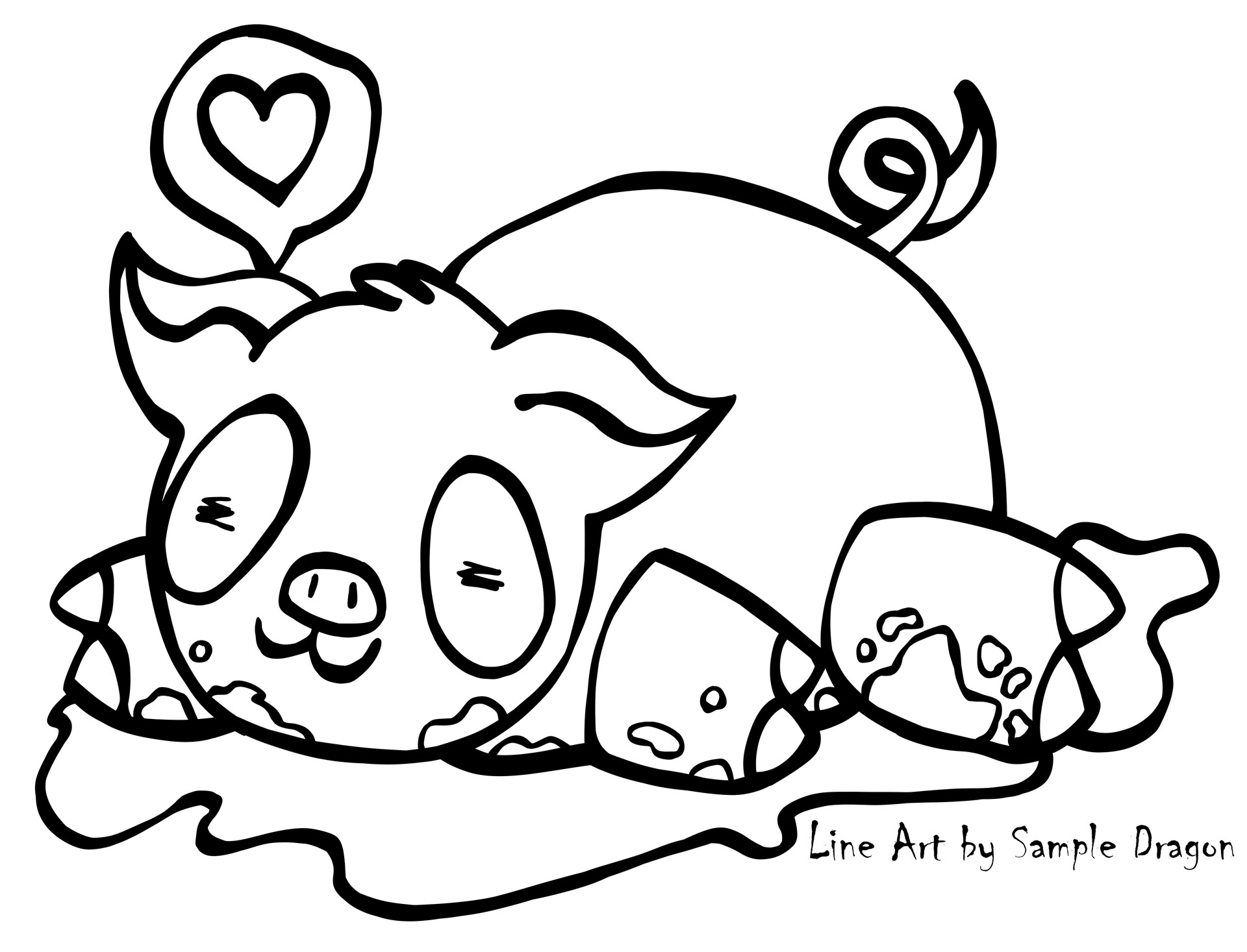 pig coloring pages in mud