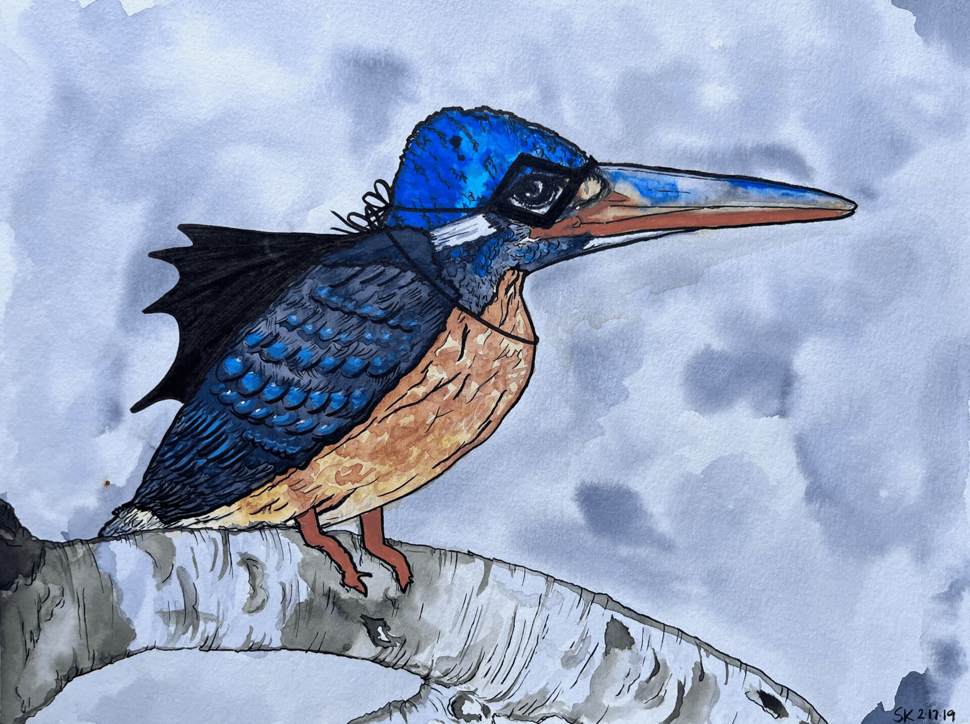 ArtStation - Kingfisher Hero | Watercolor + Ink