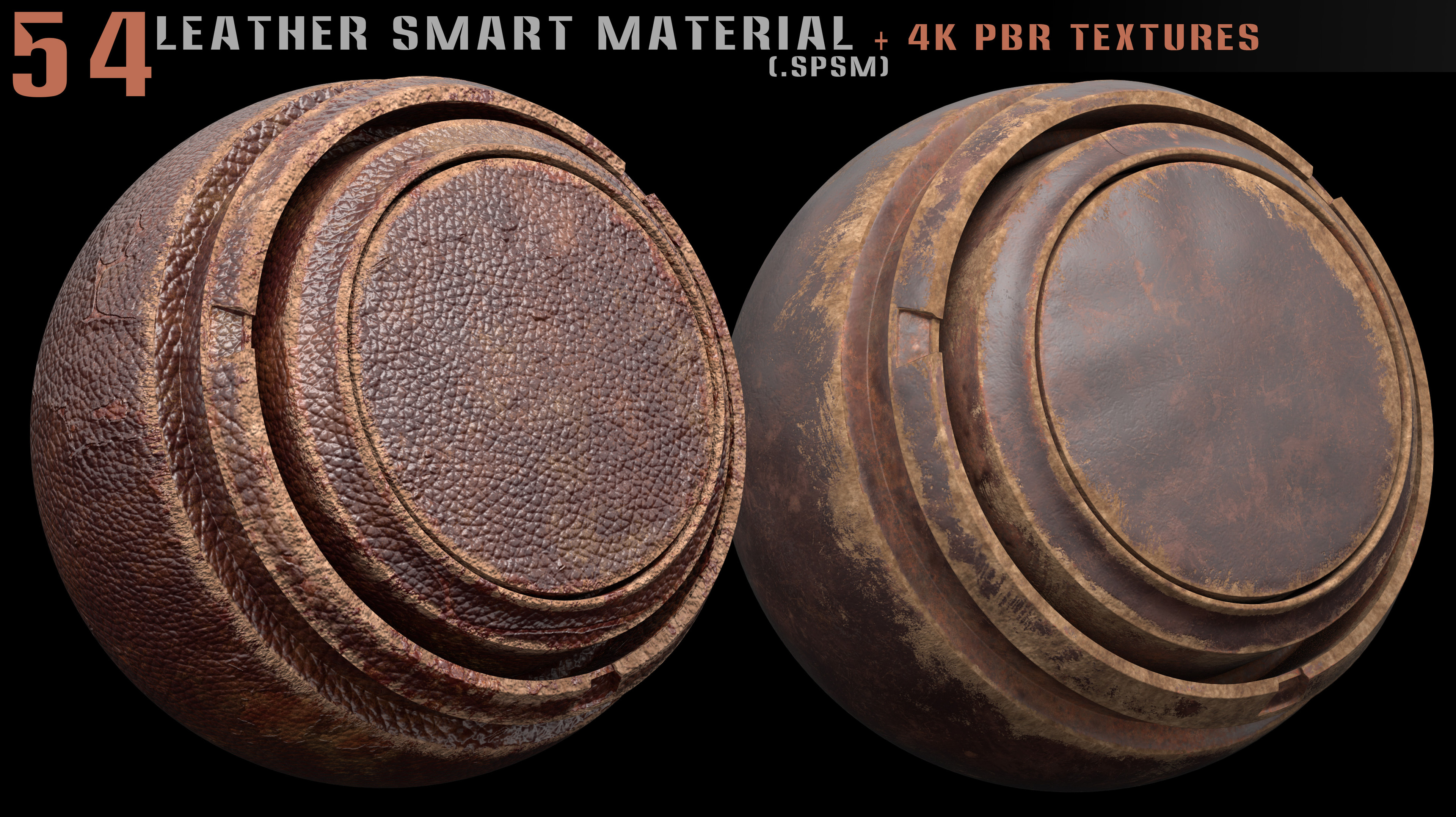 Mona Ghafourian - 54 leather smart materials + 4k PBR textures - Vol 6