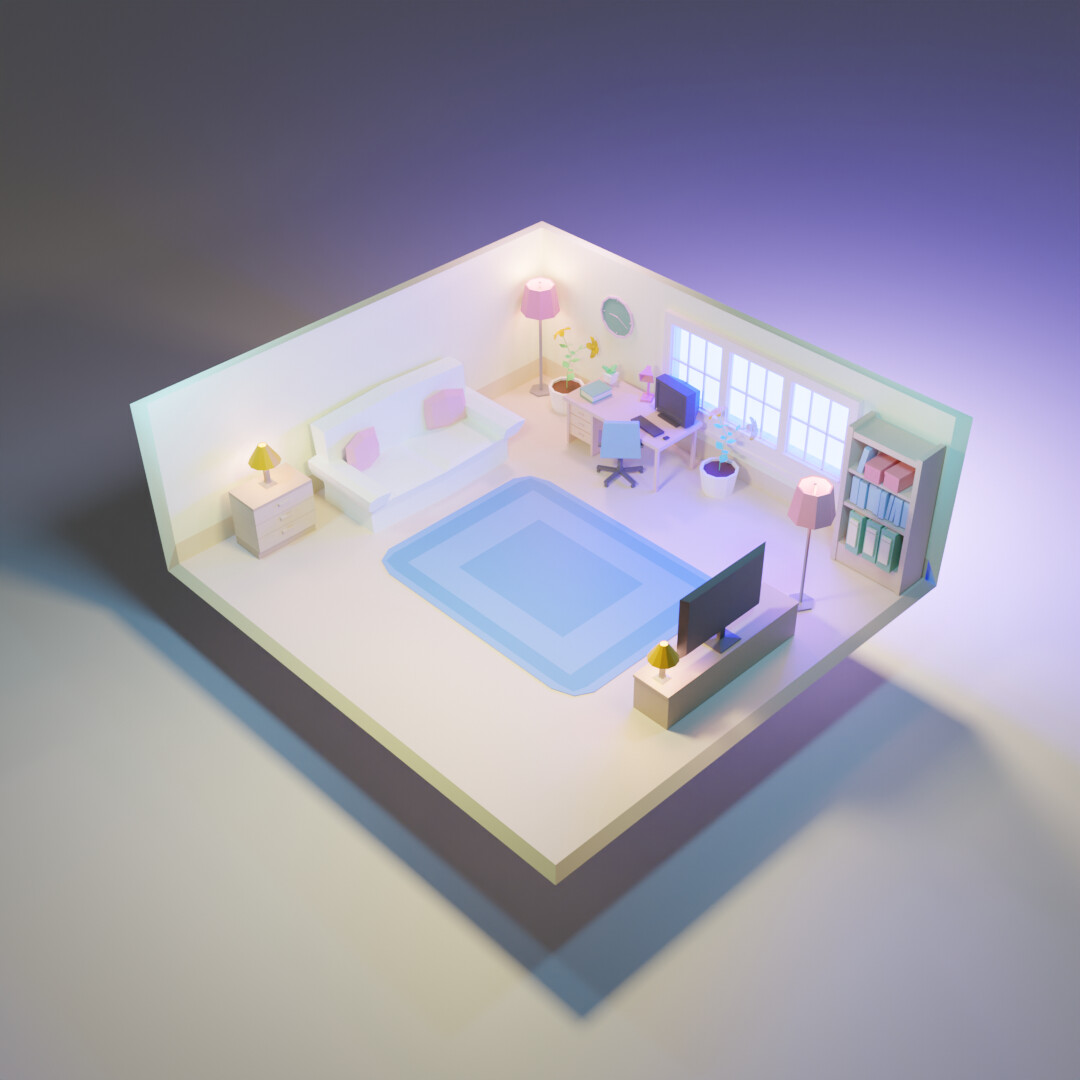 ArtStation - Isometric Living Room