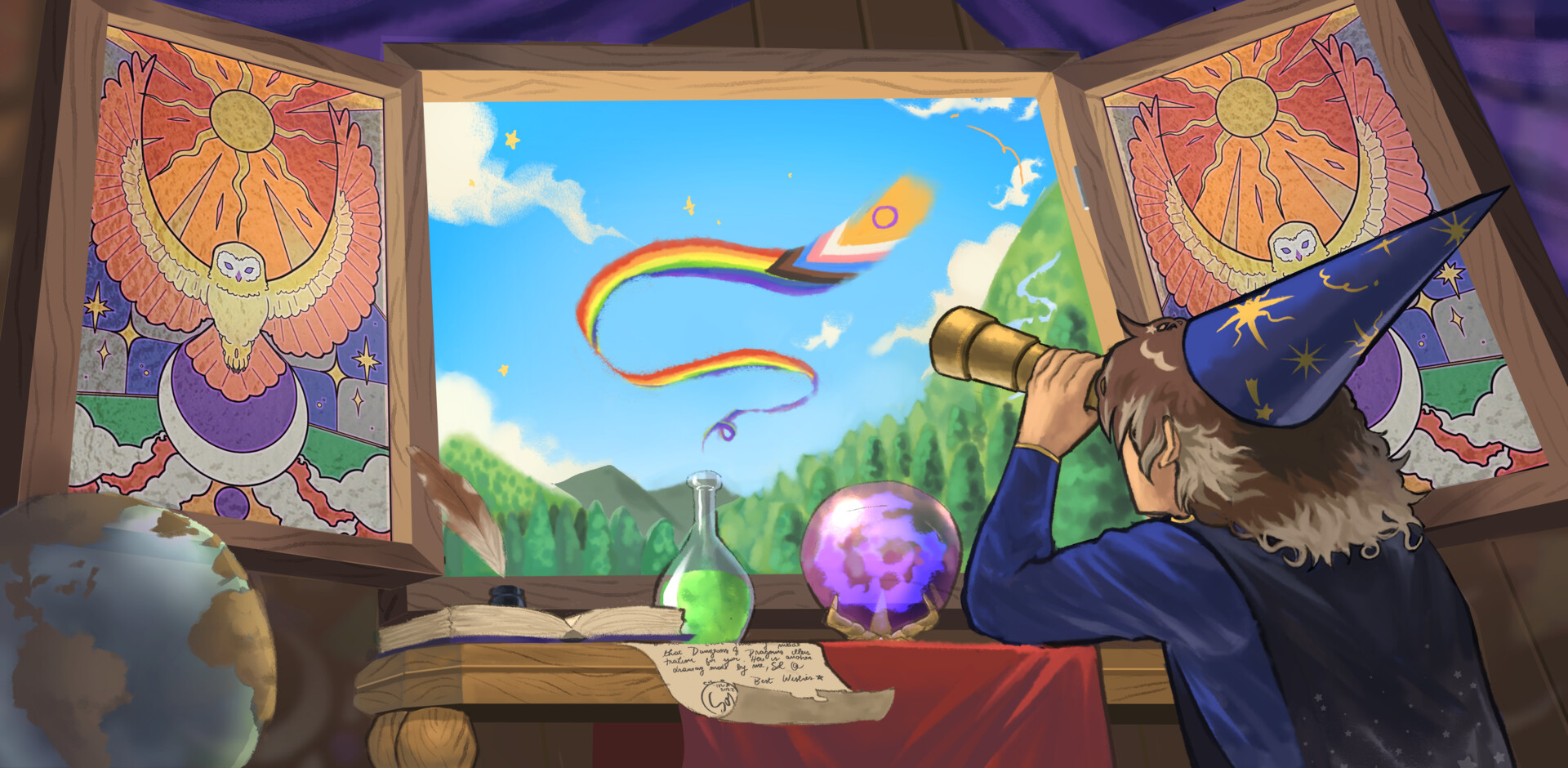 ArtStation - Wizard looking through a window