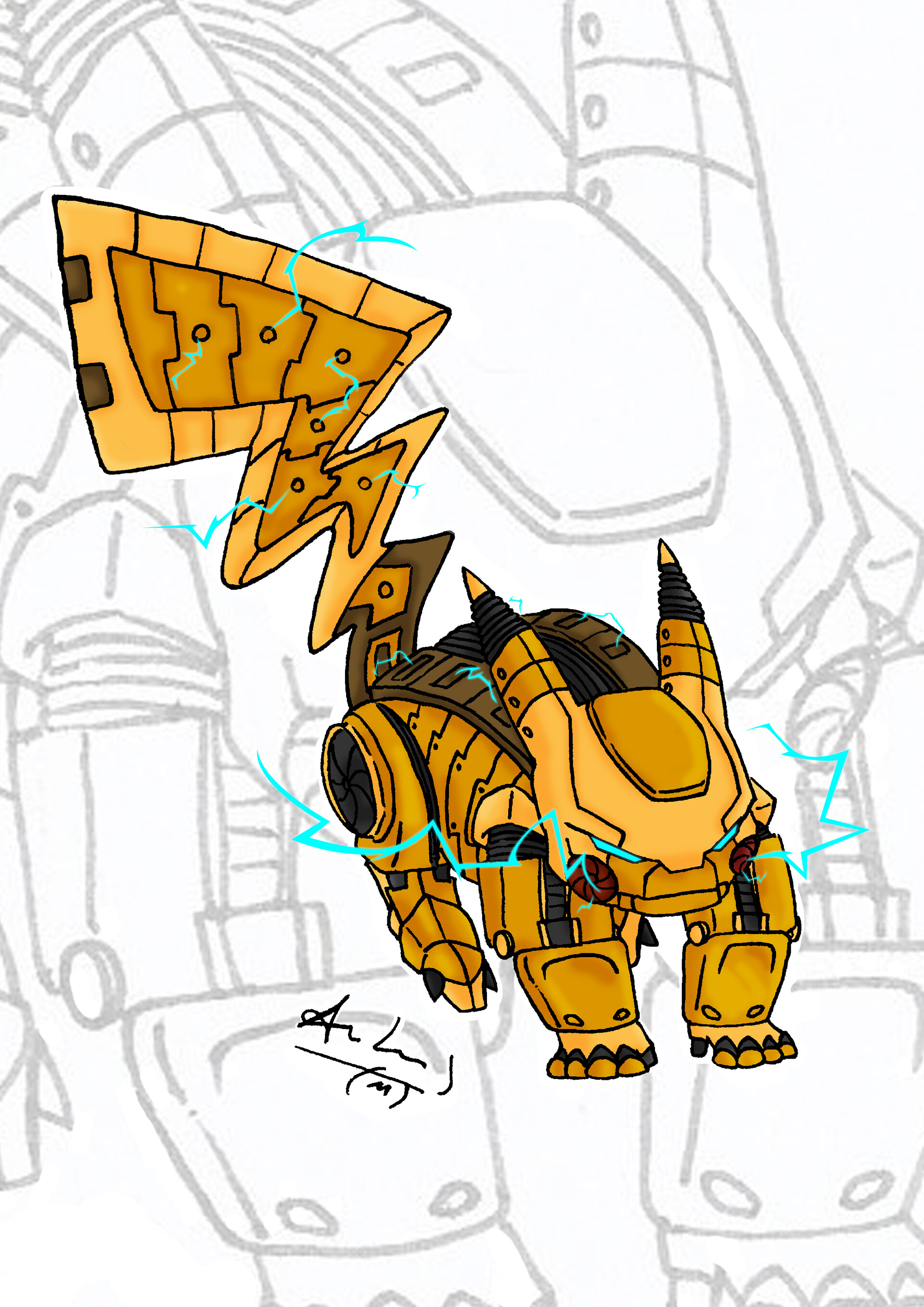 how to draw robot pikachu