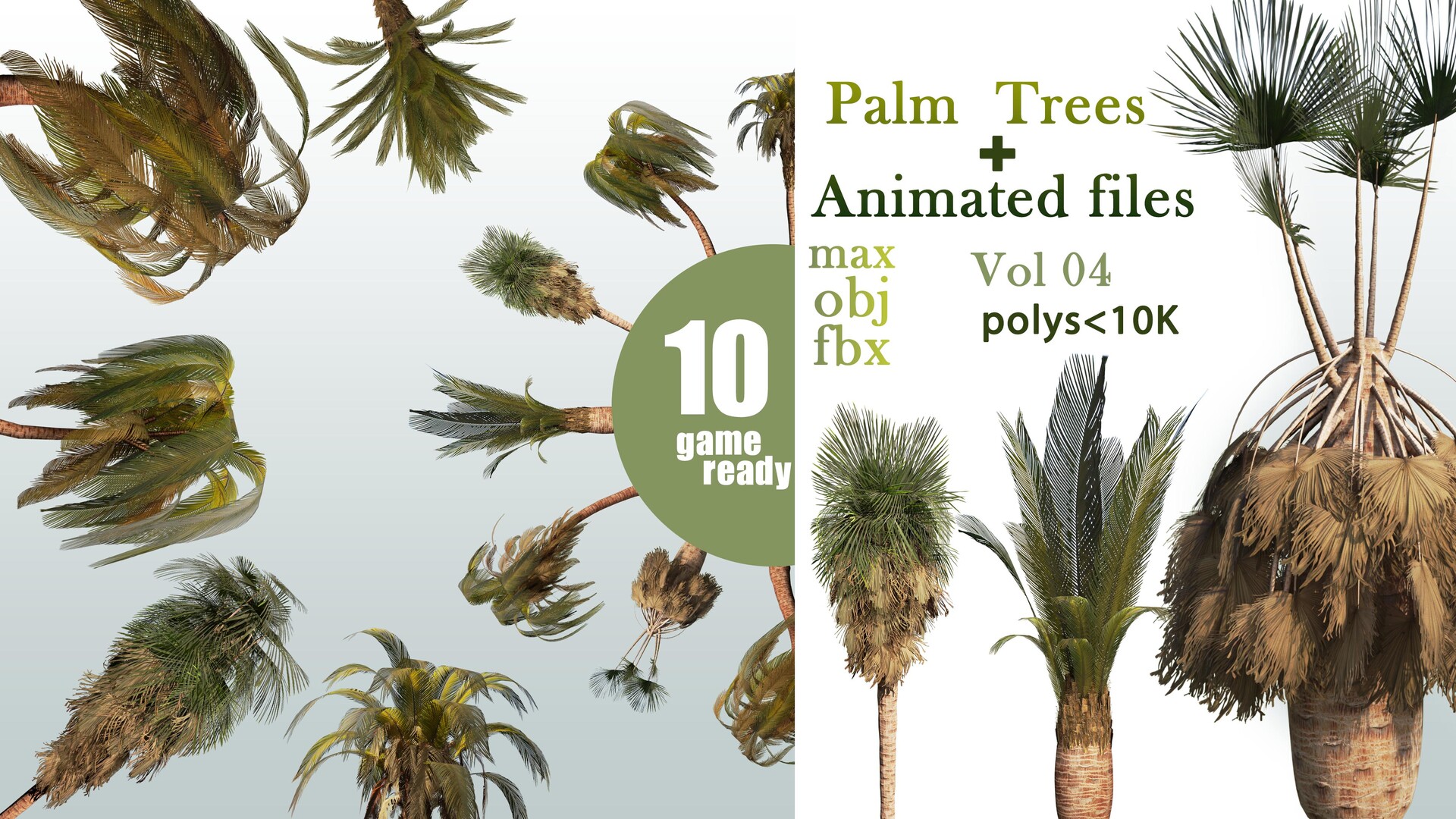 ArtStation - 10 Palm Trees VOL 04 + Animated Files