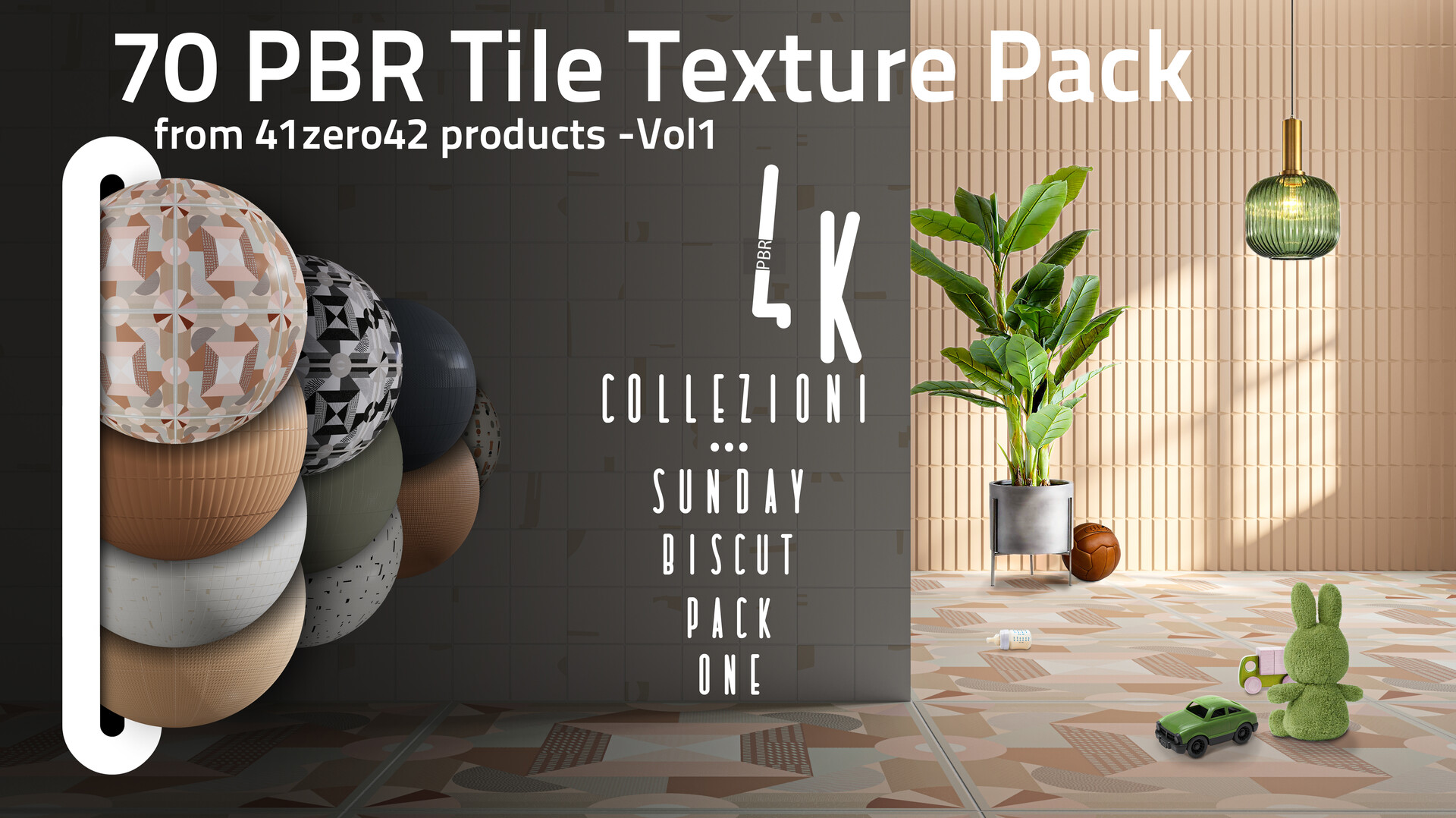 Zero0poly - 70 PBR Tile Texture Pack from 41zero42 products -Vol1