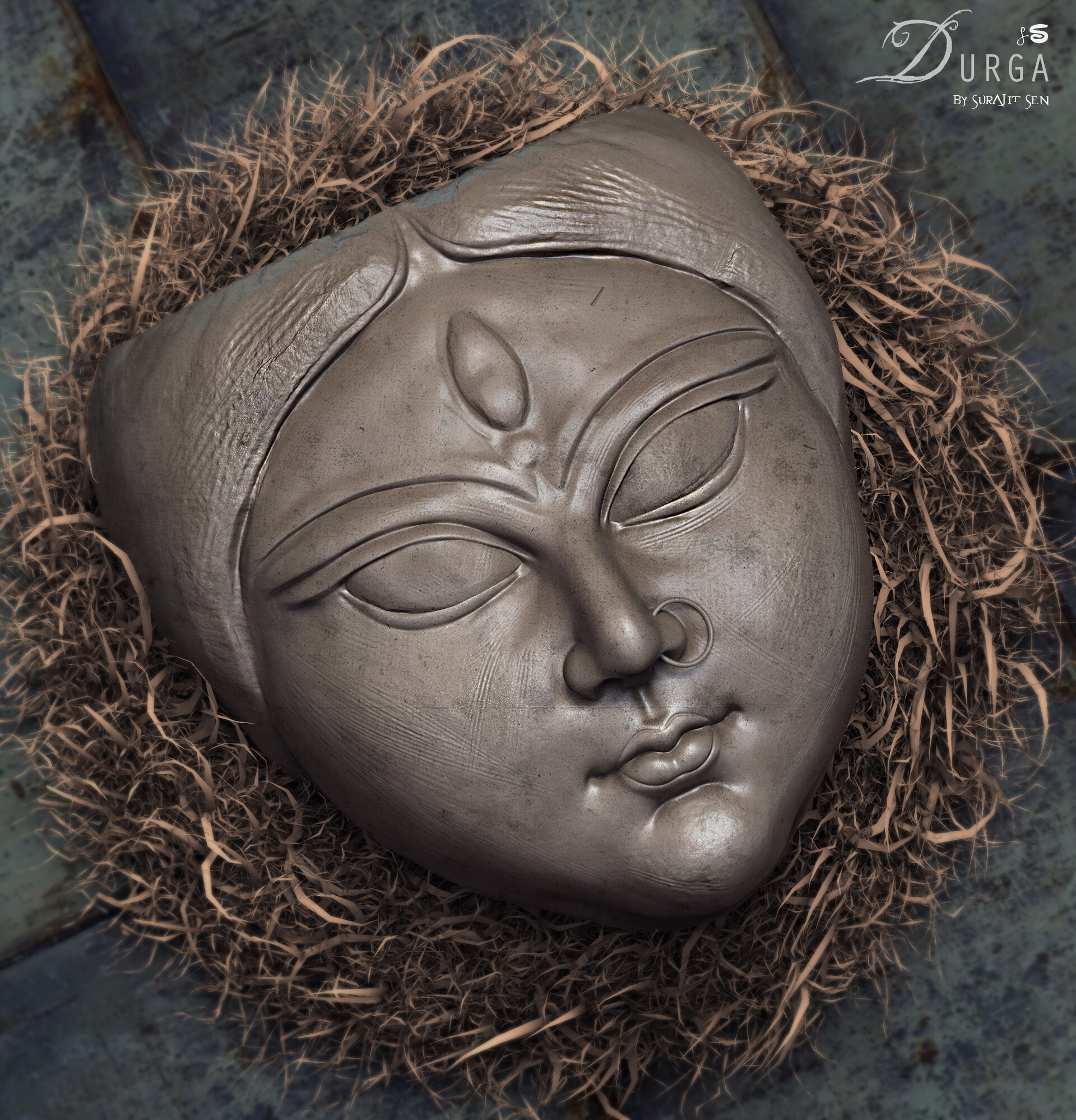 ArtStation - Clay Idol - Durga - Digital Sculpture by Surajit Sen