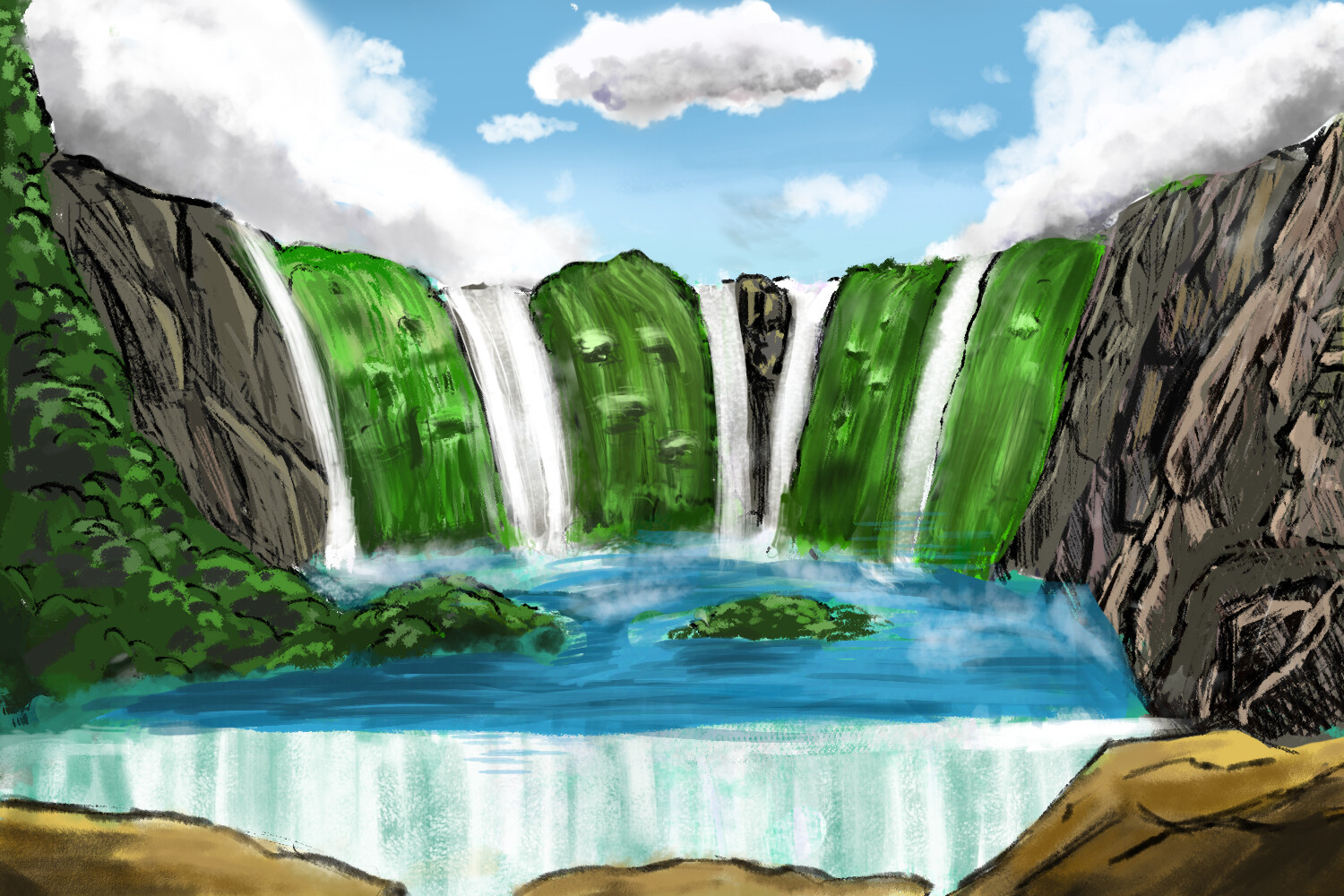 ArtStation - Hand waterfall