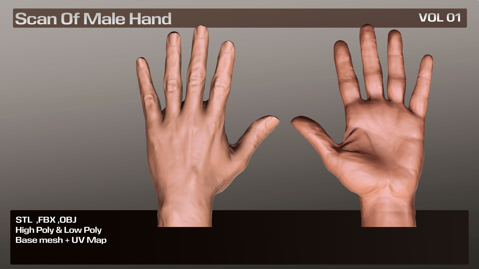 ArtStation - 3D Scan Real Male Hand VOL 01