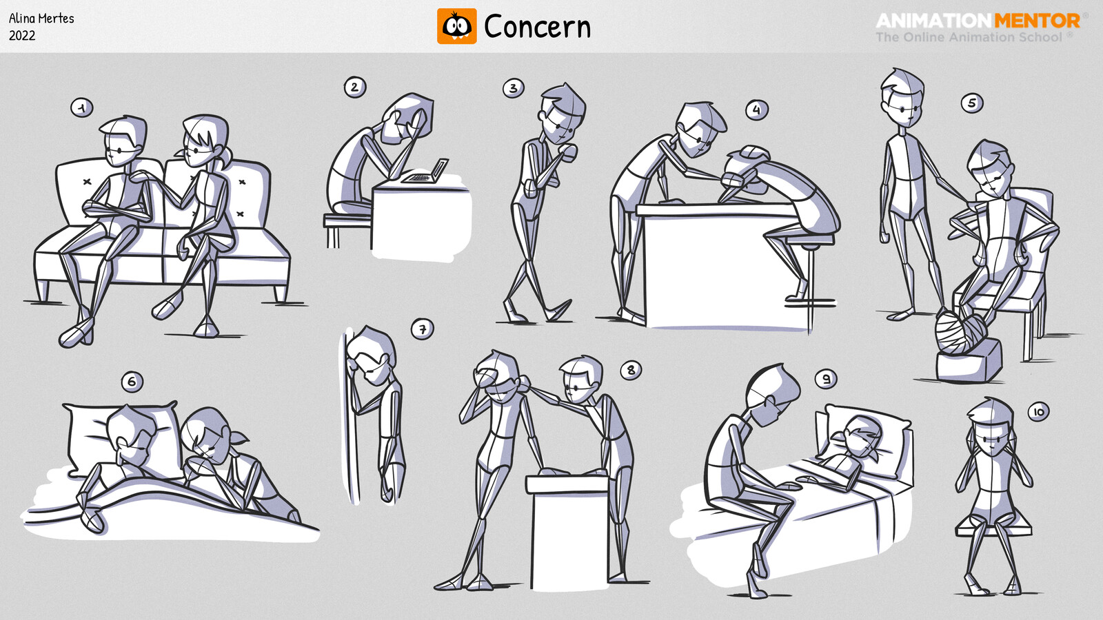 Alina Mertes - Animation Mentor - "Concern" Sketch