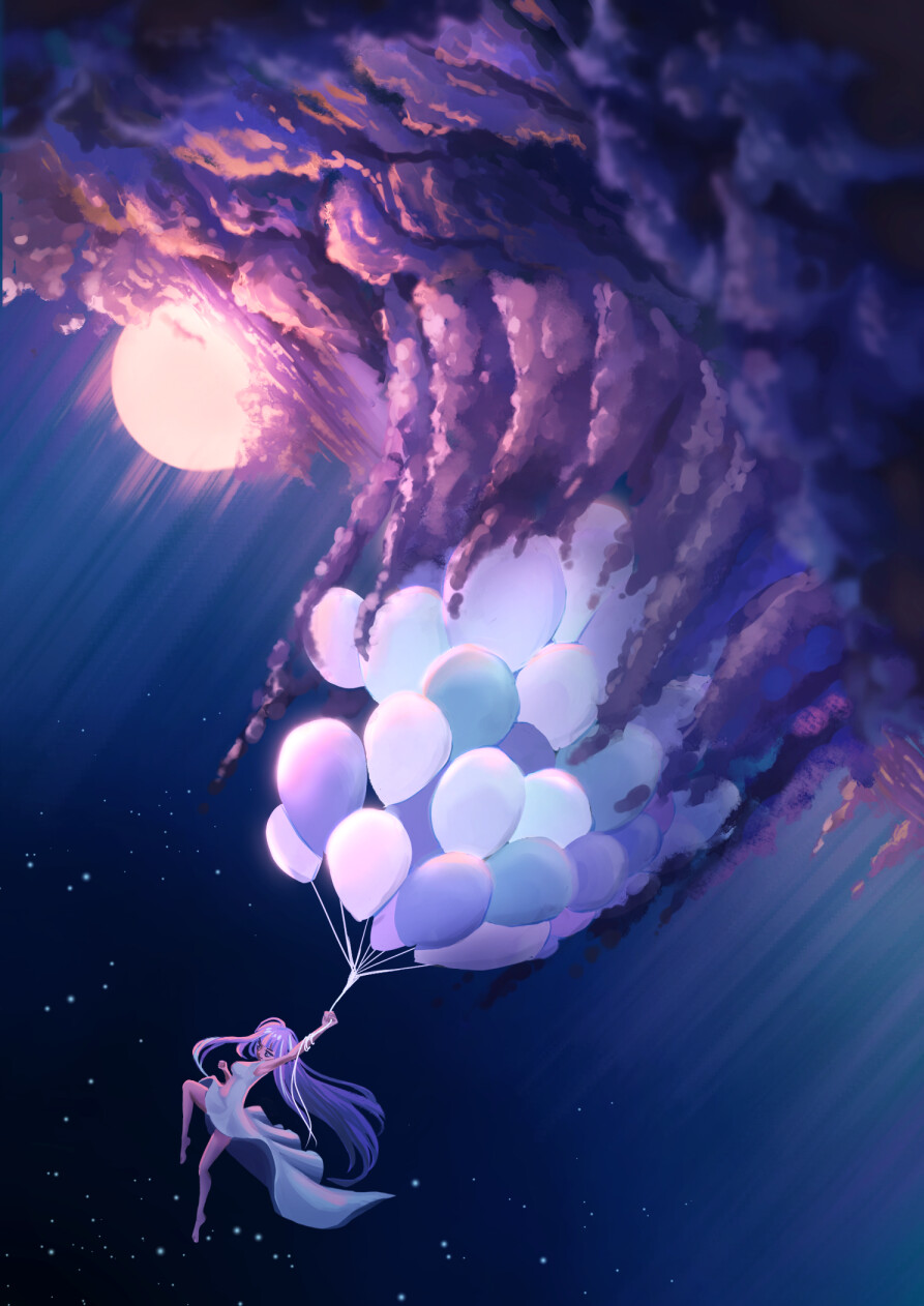 ArtStation - Zero-Gravity balloons girl