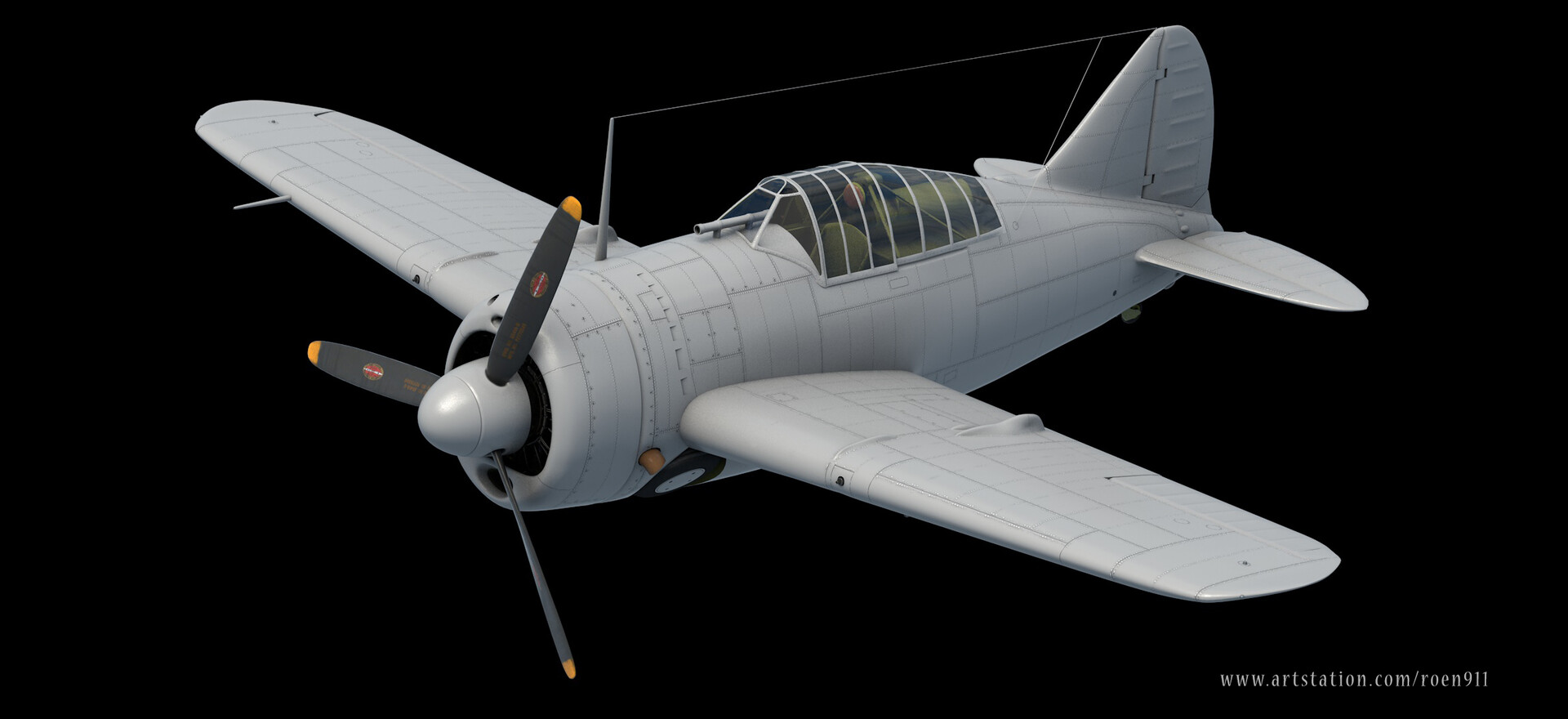 ArtStation - Brewster Buffalo F2A 3D Model - WIP