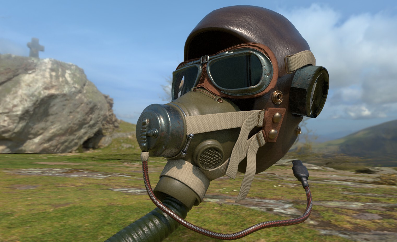 Geoff Graham - WW2 RAF Bomber Pilot - Mask, Helmet and Goggles