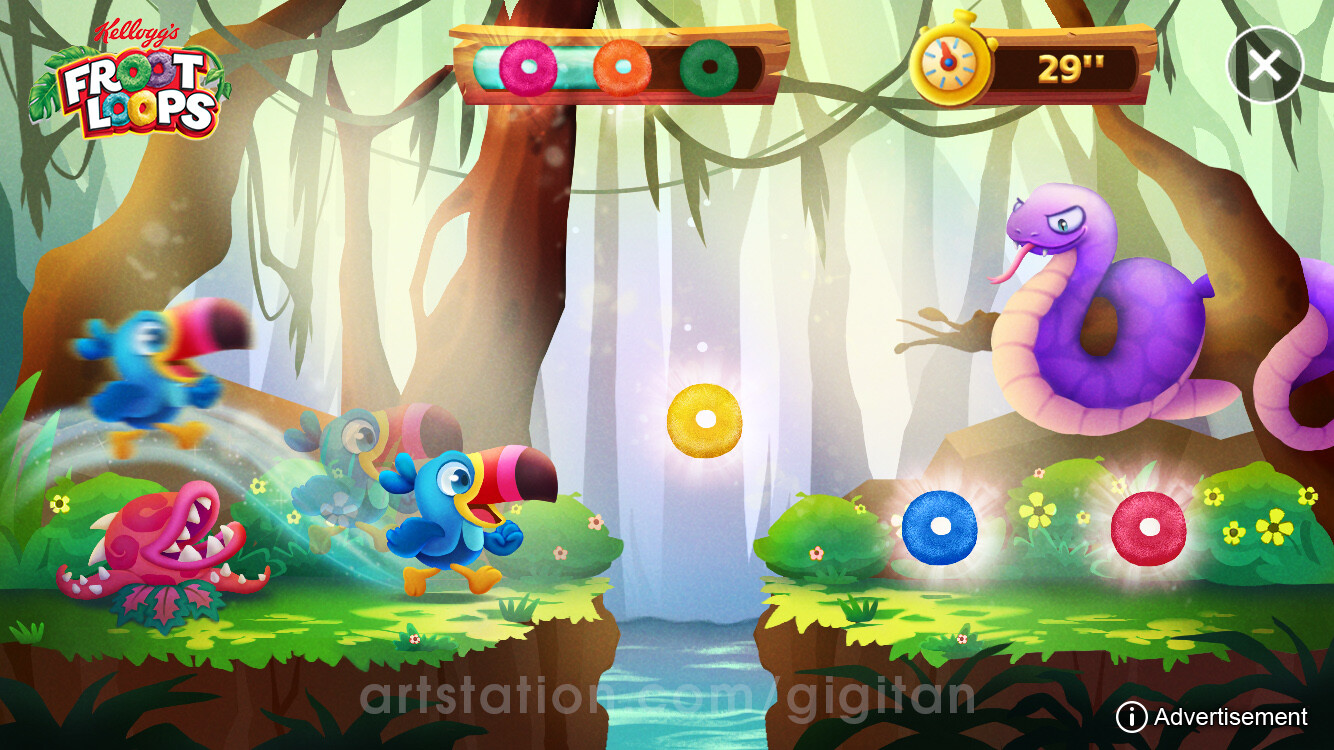 ArtStation - KELLOGGS TOUCAN SAM ENDLESS RUNNING GAME MOCKUP FAKE SCREEN