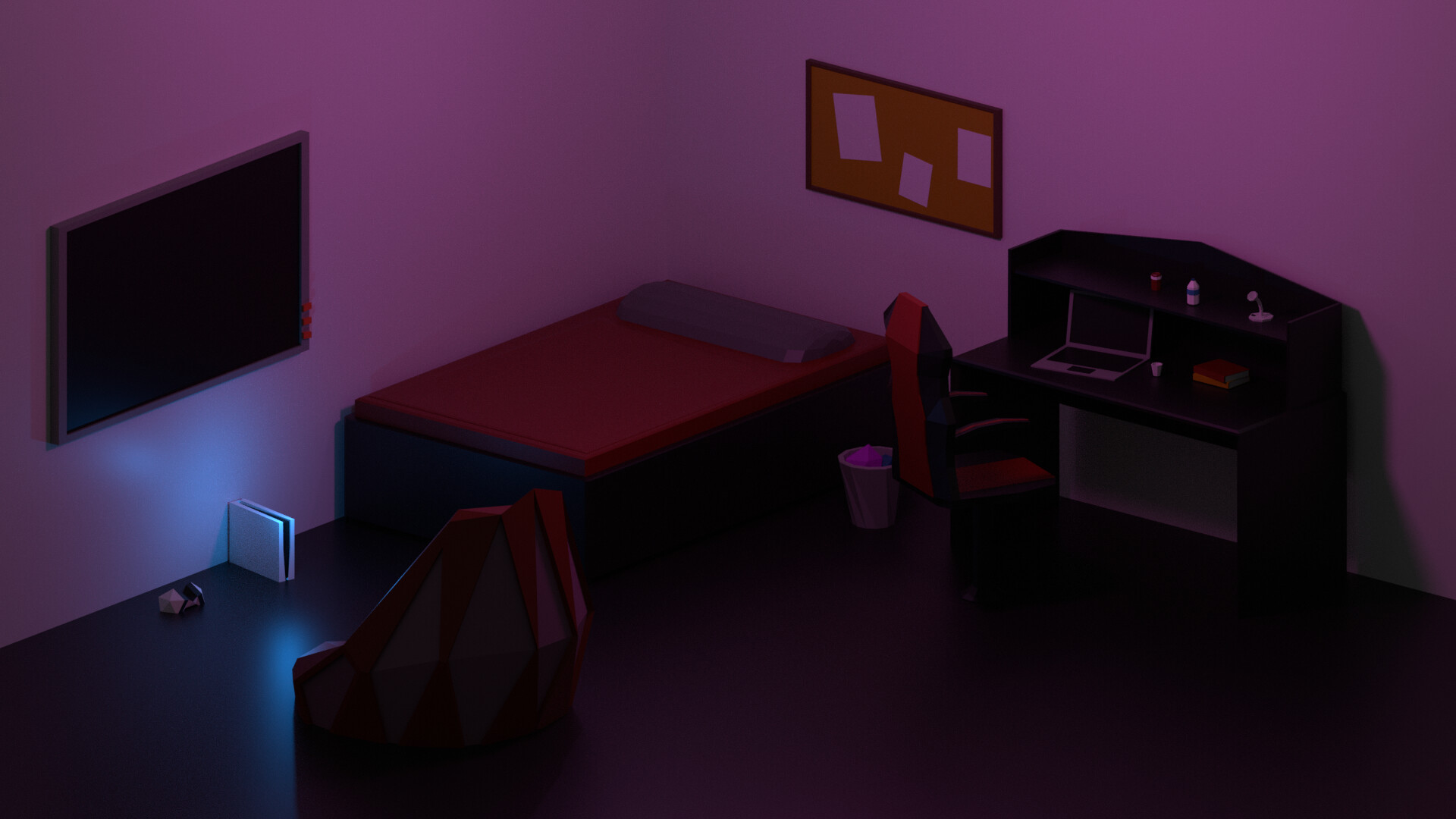 ArtStation - Low Poly Gaming Room-Isometric