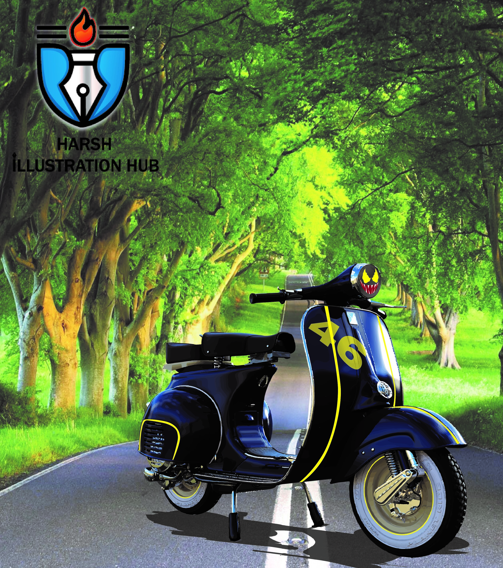 ArtStation - Old Piaggo Vespa scooter ( Digital illustration)