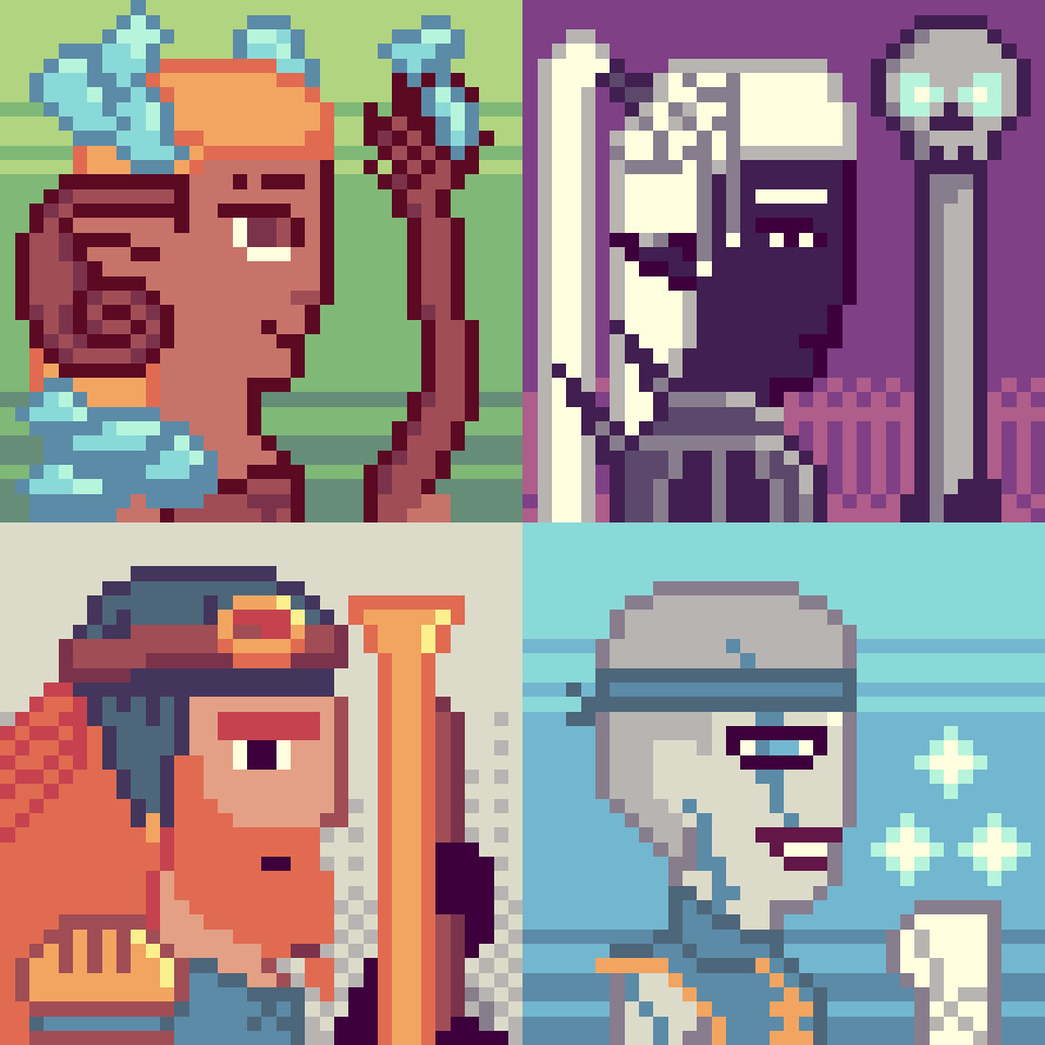 ArtStation - Pixel party - Druid, Wizard, Artificer, Monk