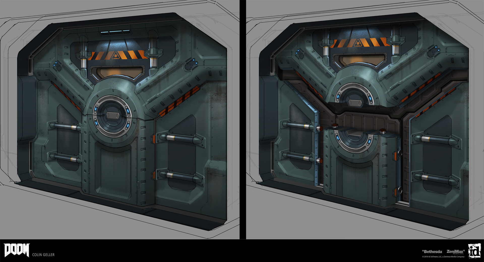 ArtStation - Futuristic door model from the Doom game