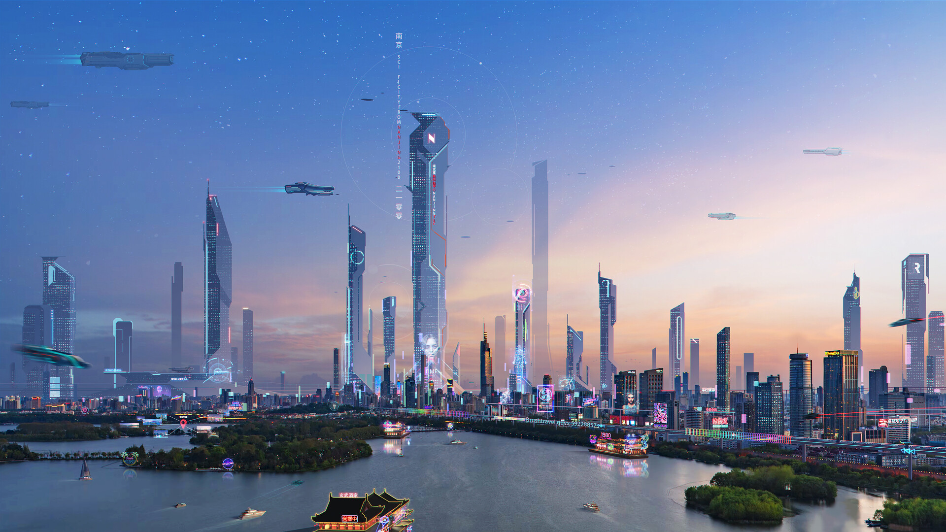 ArtStation - sci-fi city from china Nan'jing