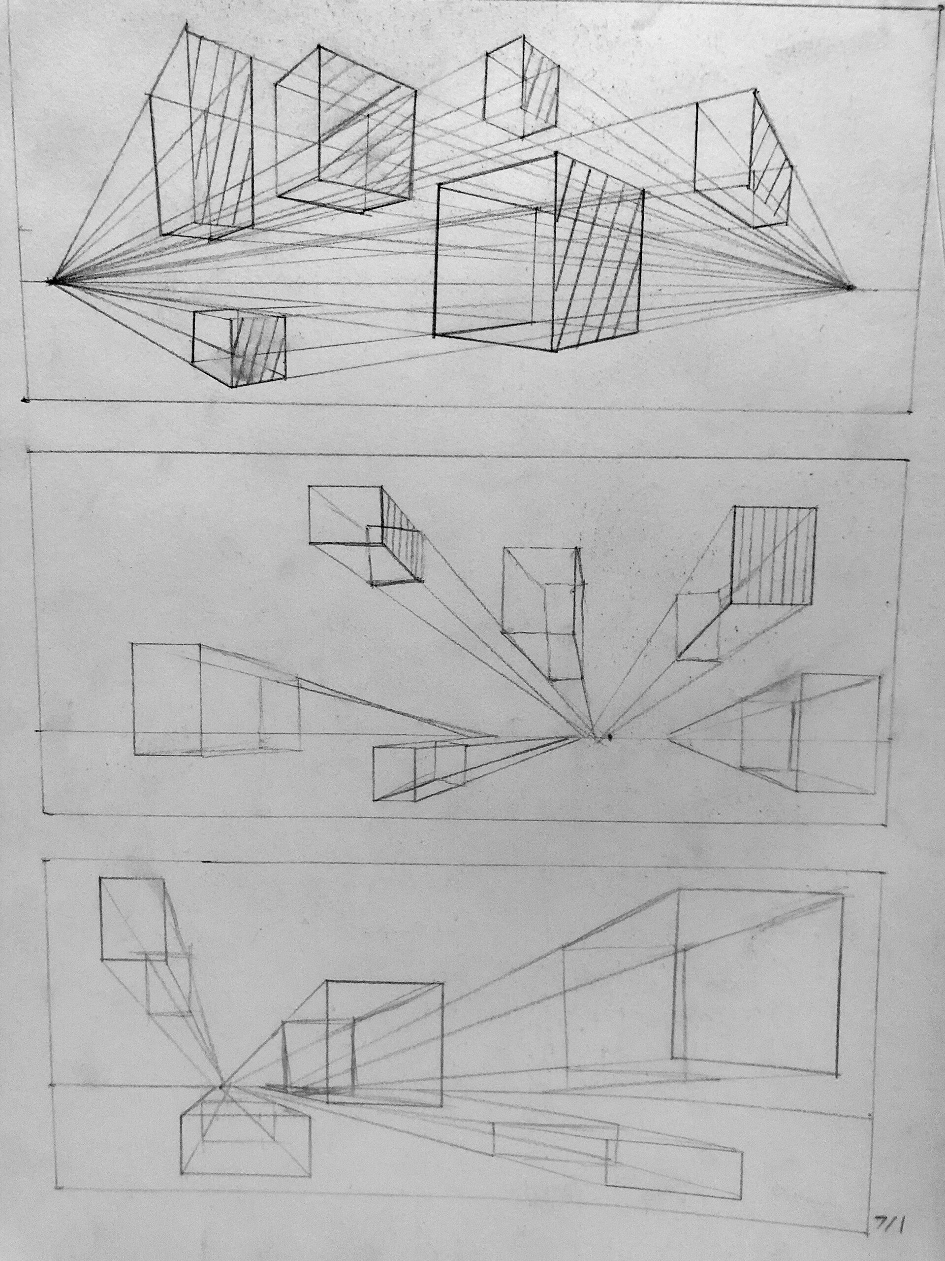 ArtStation - First Week of Learning Perspective / Draw a Box