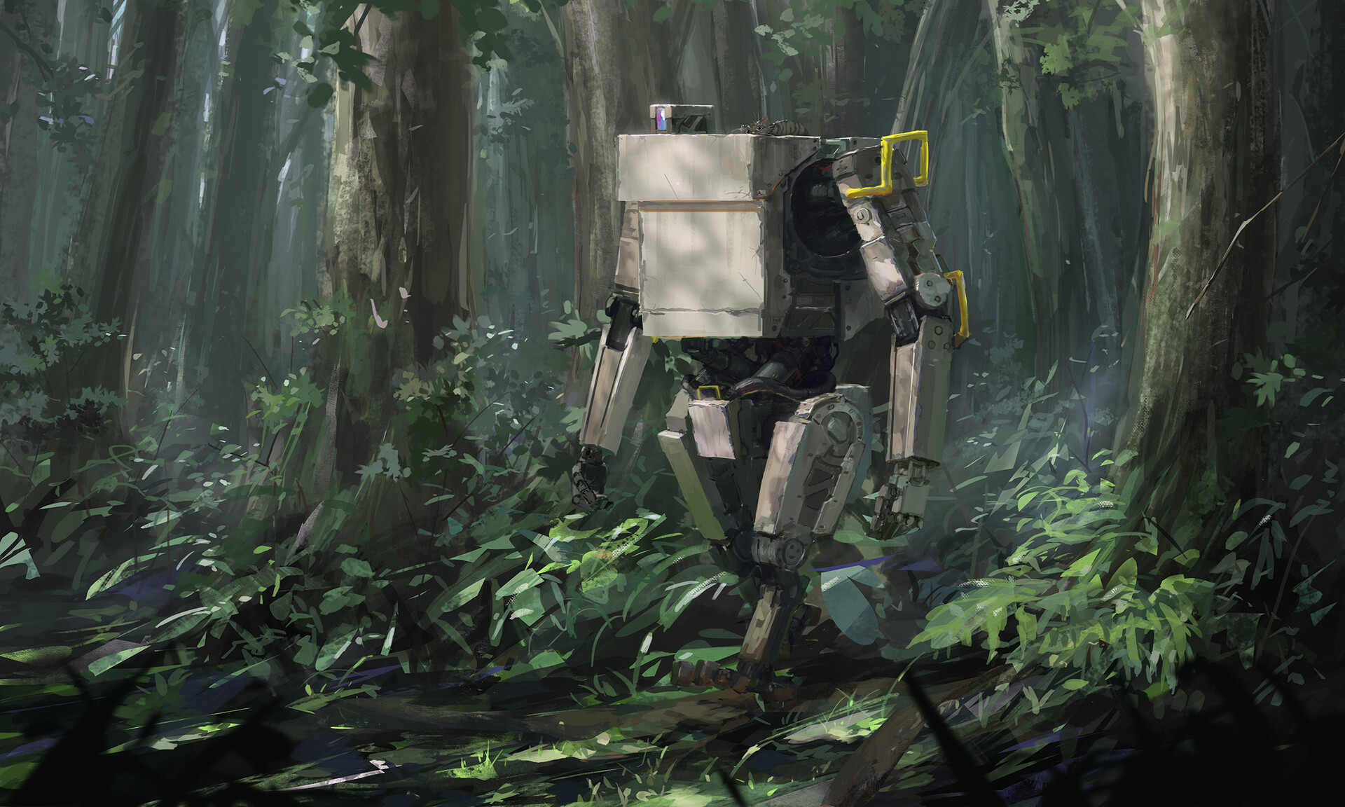 ArtStation - Mech walk in the forest
