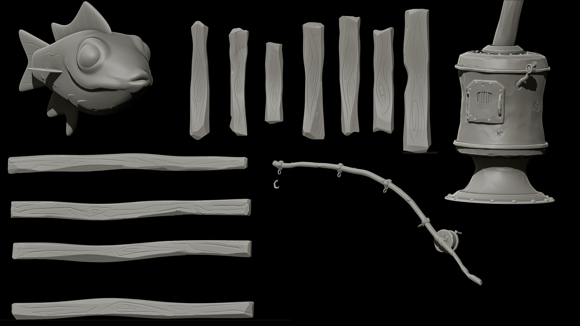 William Kitchen - Stylized Fishing Dock Diorama