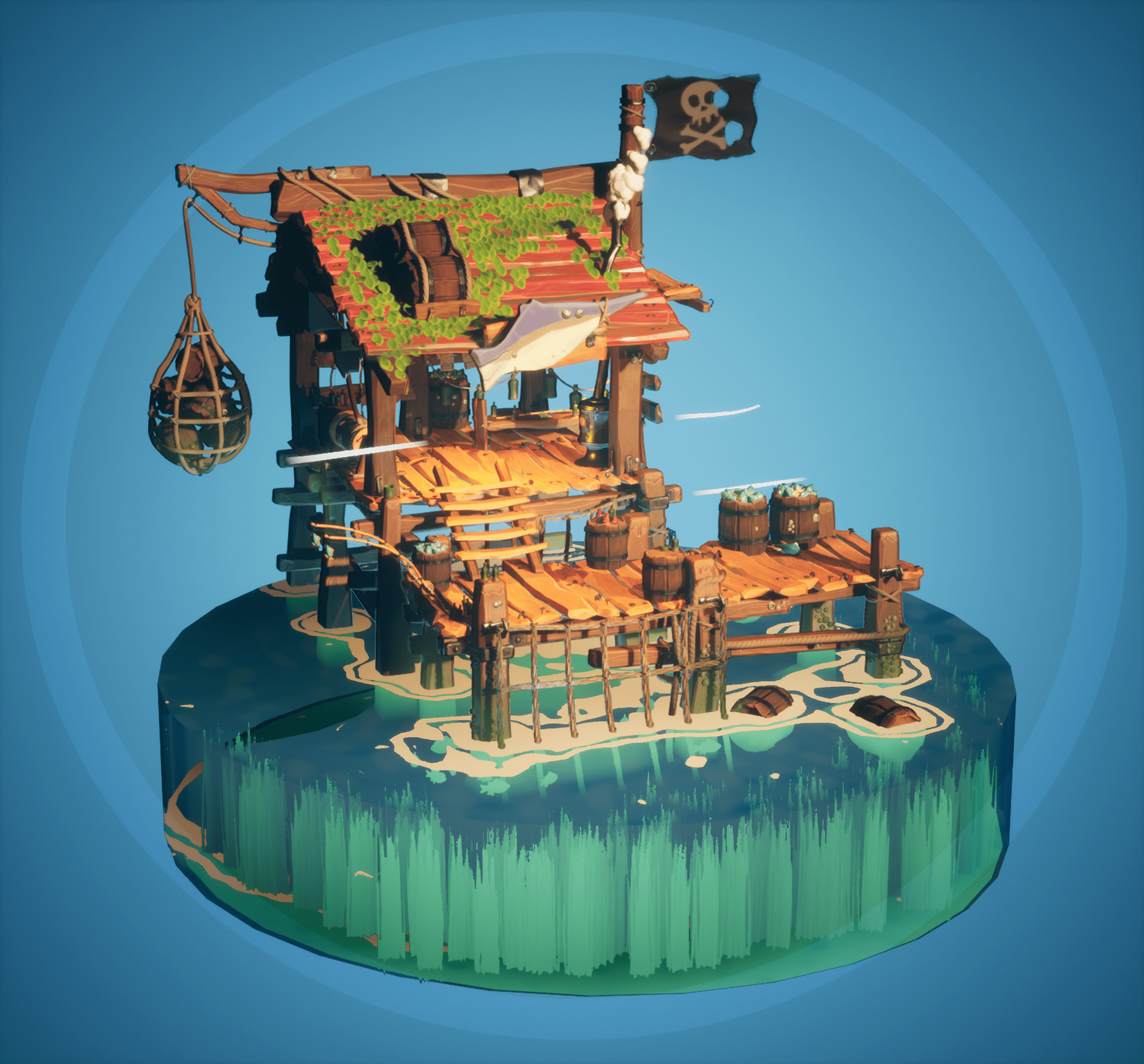 William Kitchen - Stylized Fishing Dock Diorama