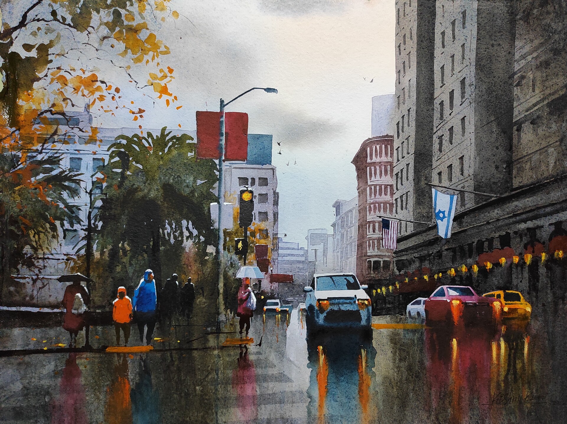 ArtStation - Rainy day water colour painting