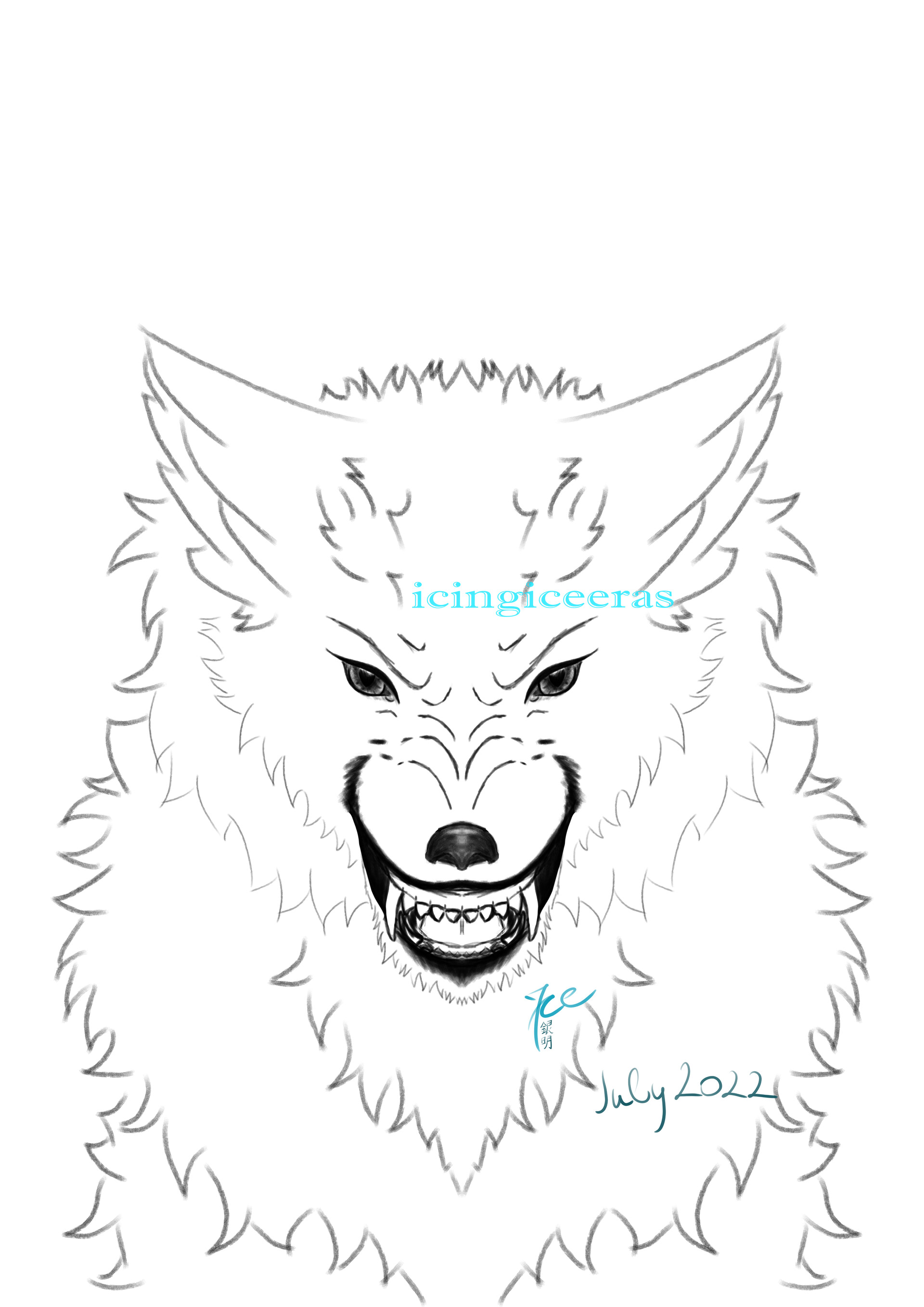 how to draw a anime wolf face