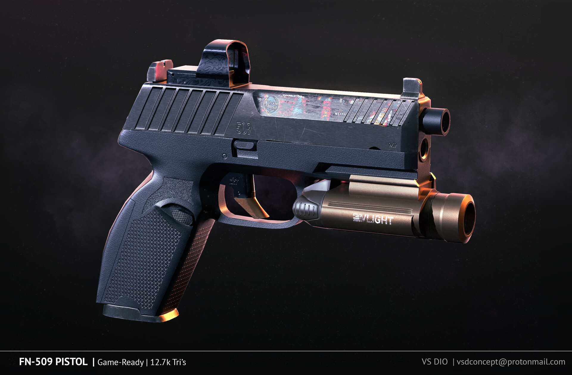 ArtStation - FN509 Pistol - Game ready model