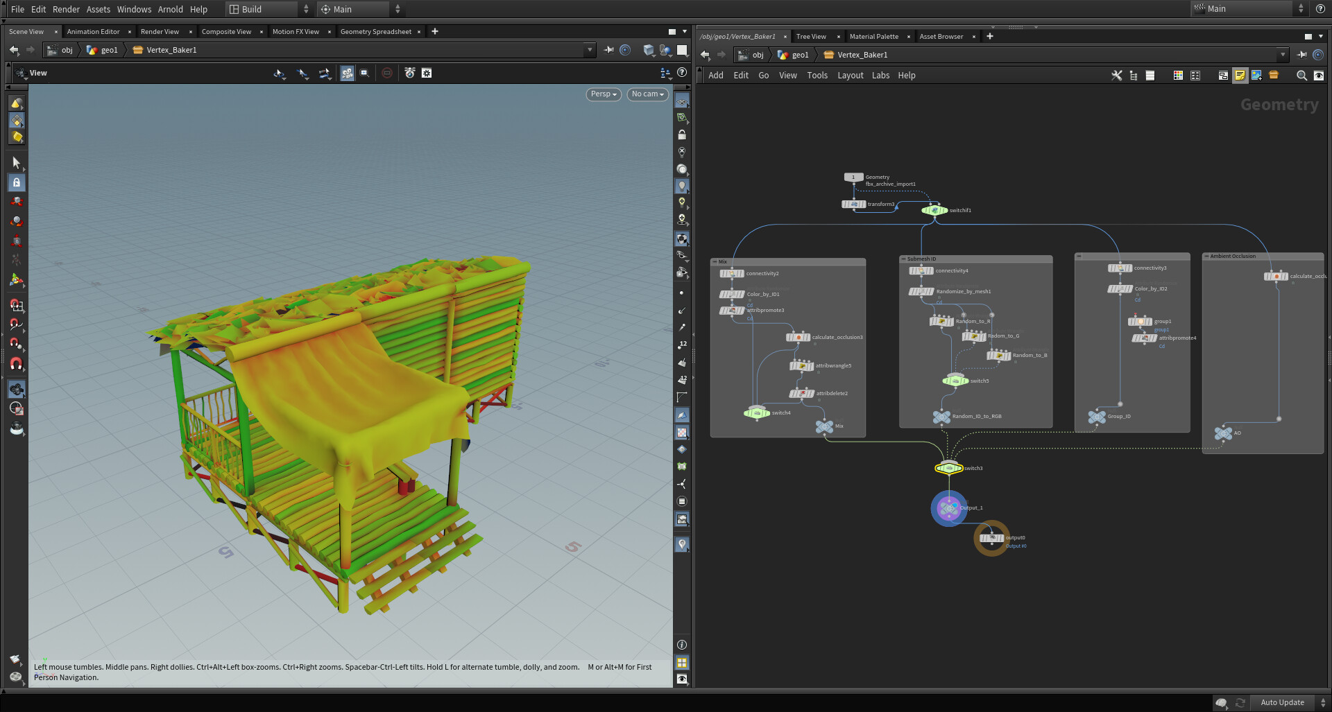 Ro Garcia - Technical Artist - Vertex Color Bake workflow (Python script & HDA tool)