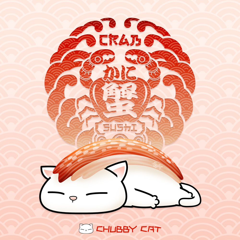 ArtStation - Japanese Kani Crab Sushi Cat