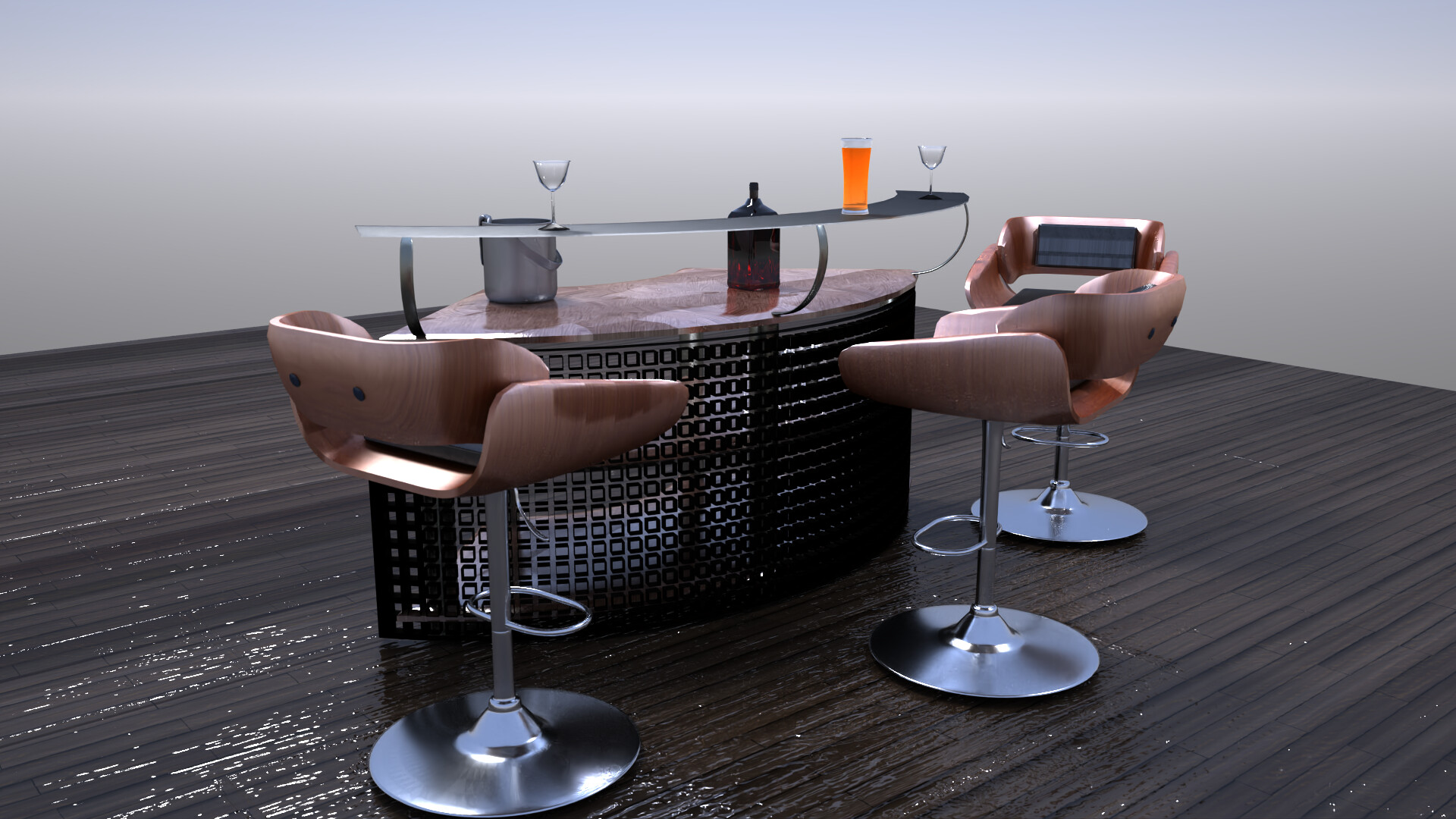 ArtStation - Counter height bar and stools