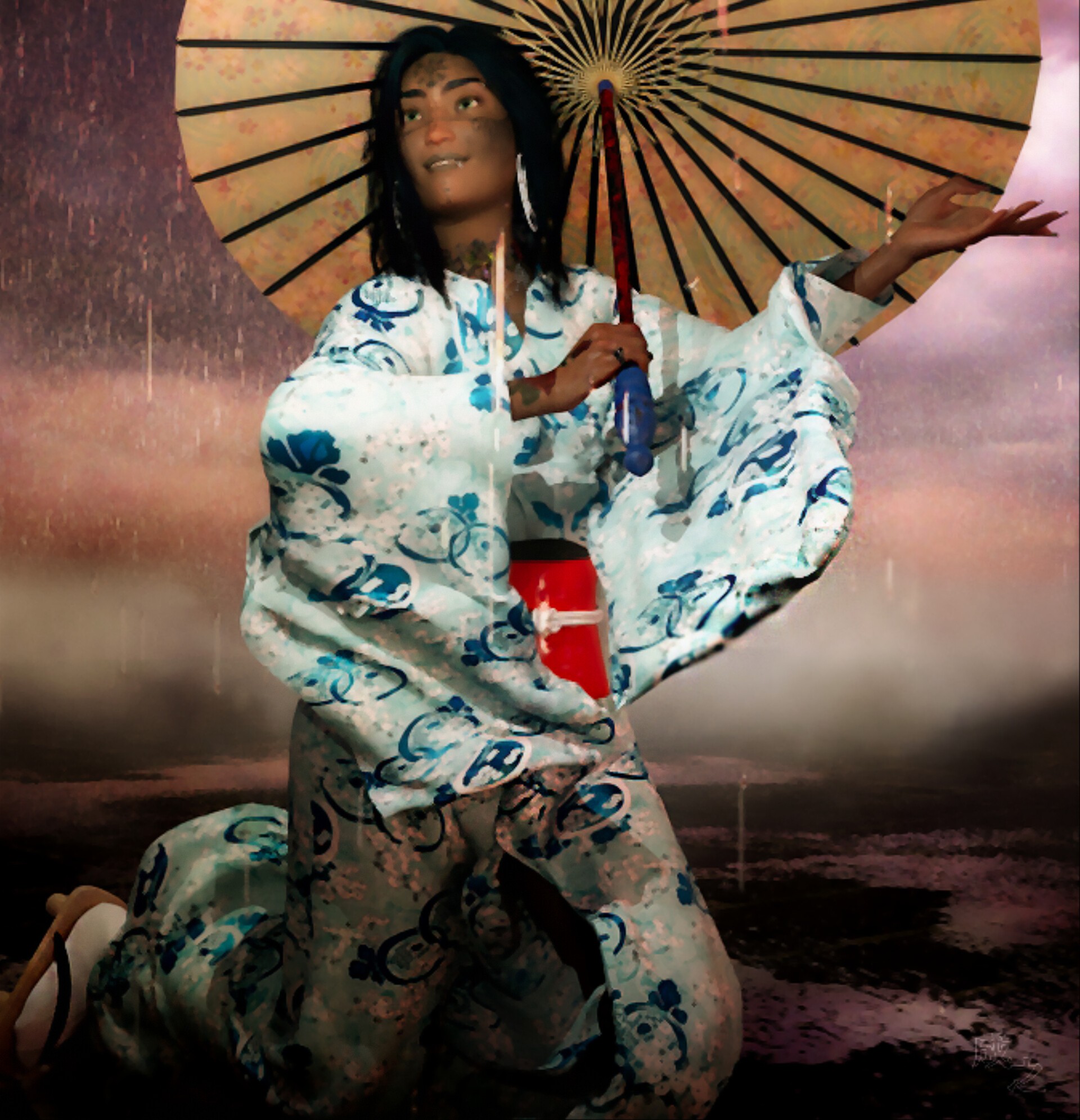ArtStation - AME-ONNA (JAPANESE FEMALE YOKAI THAT MAKES IT RAIN)