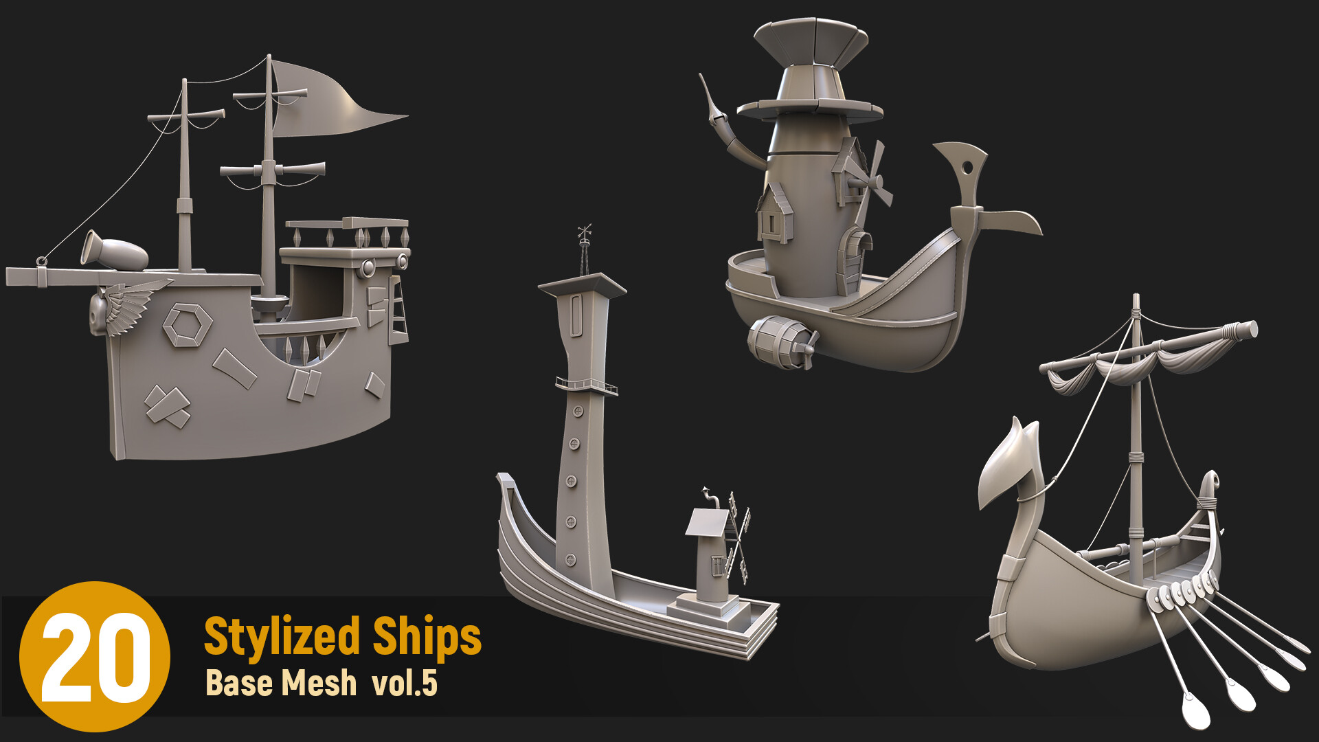 sajjad - 20 Stylized Ships Base Mesh vol.05