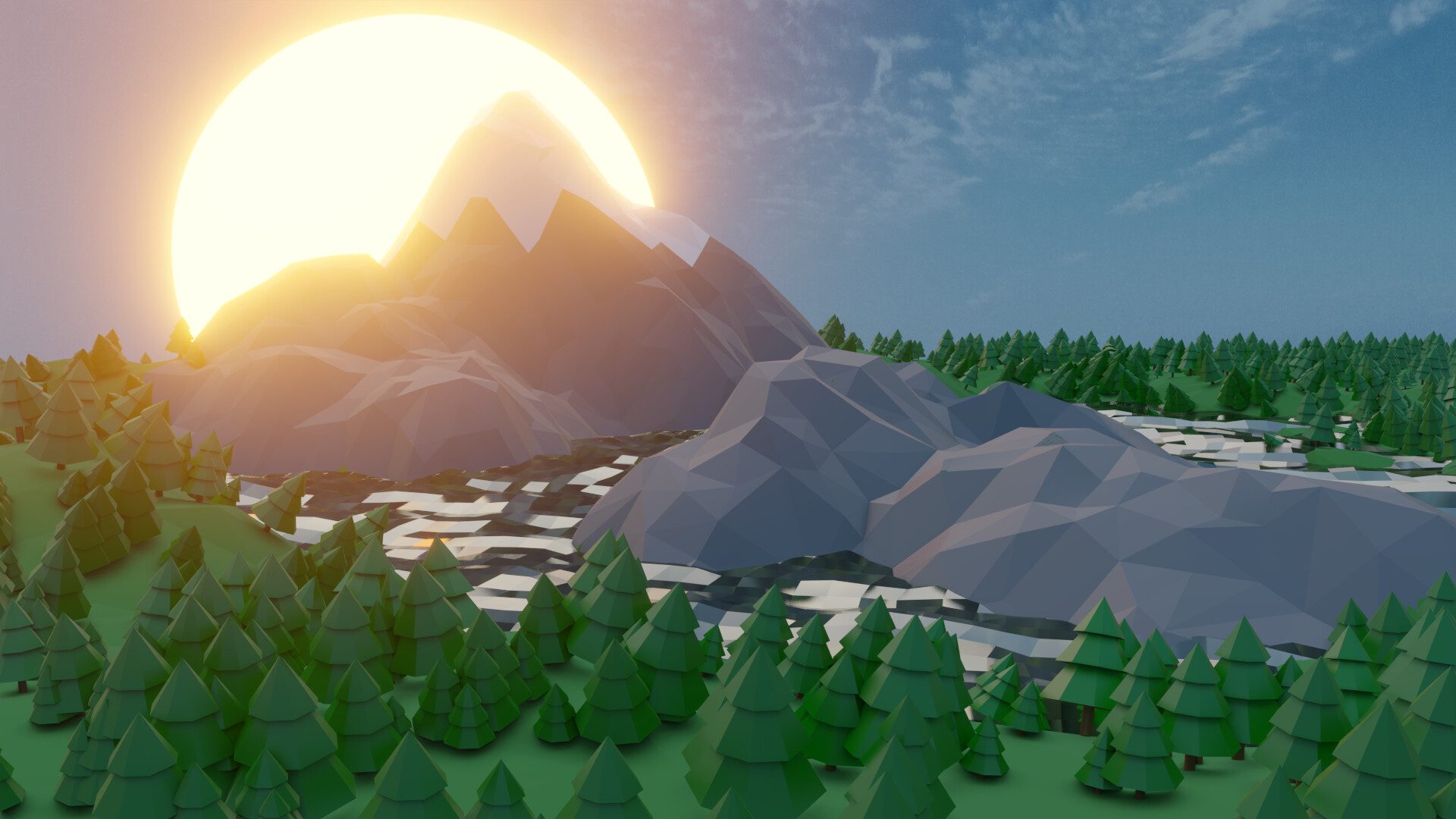 ArtStation - Low poly mountain scene