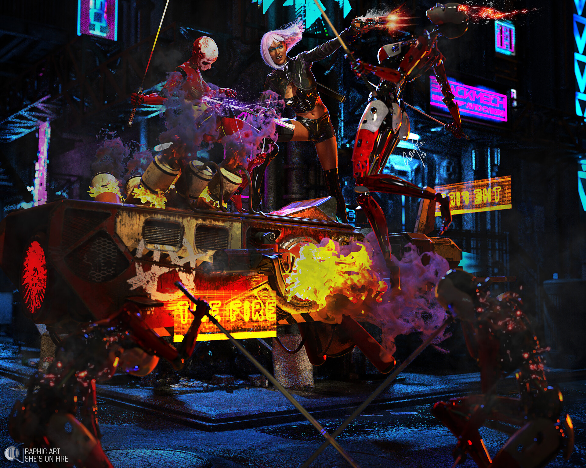 ArtStation - She's On Fire...